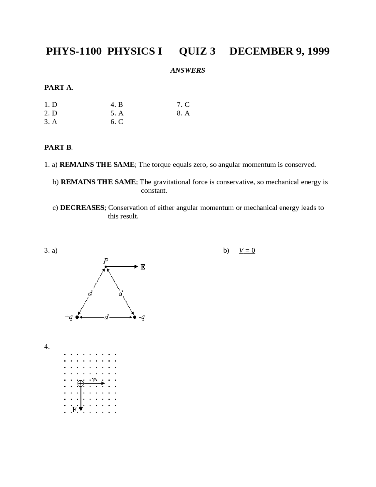 Questions Answers In Quiz 3 Physics I Phys 1100 Docsity