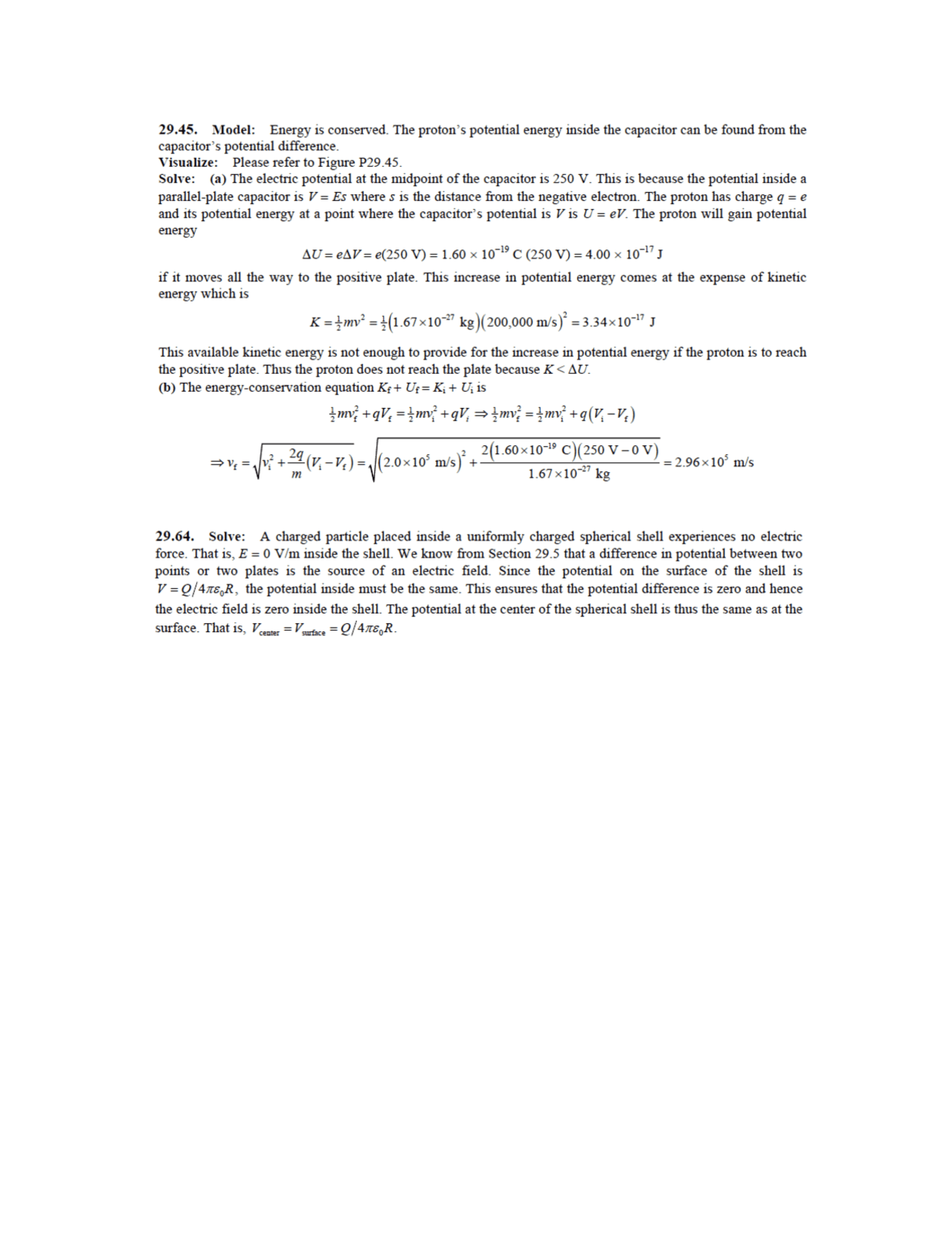 The Protons Potential Energy General Physics Ii Phy 212 Docsity