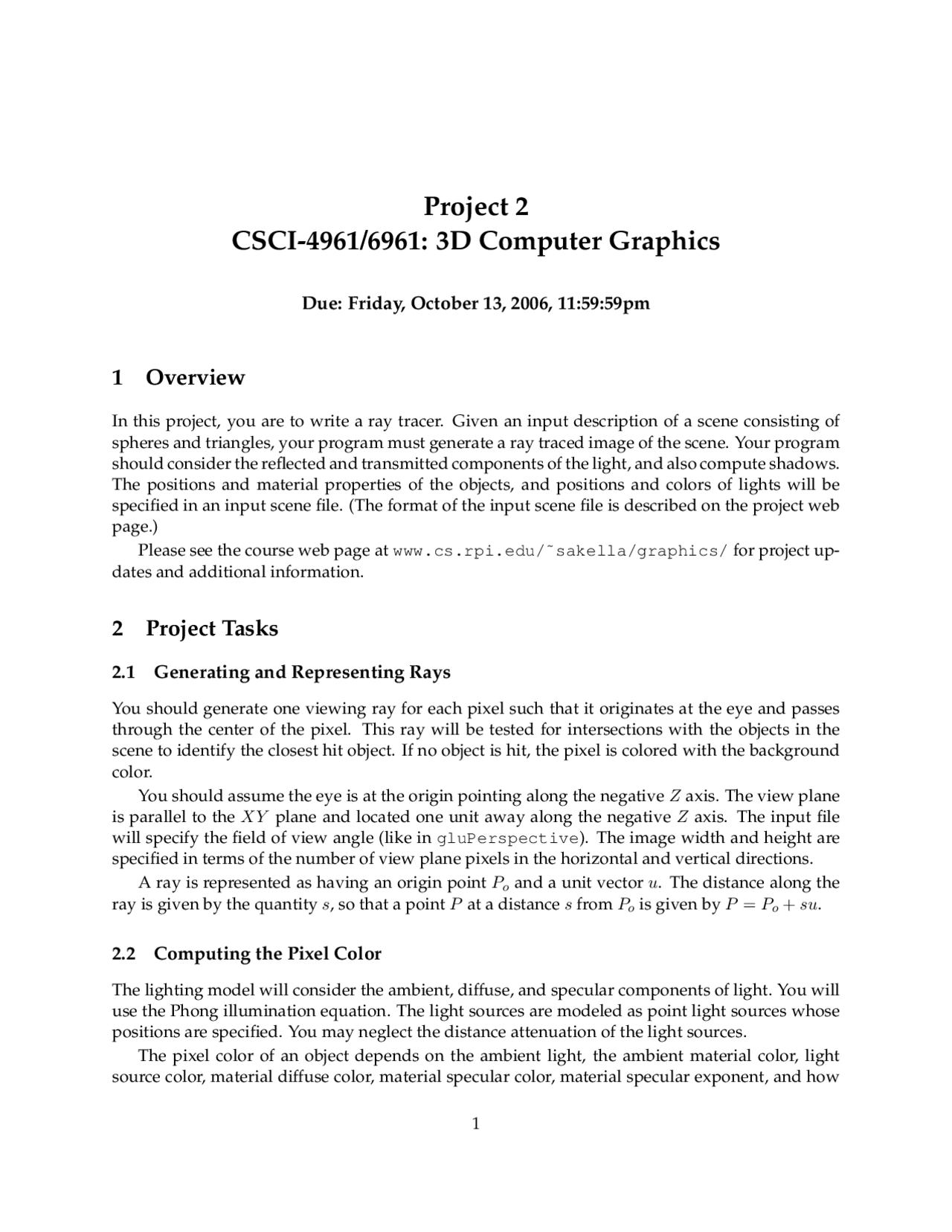 Project Report 2 For 3d Computer Graphics Csci 4961 Docsity