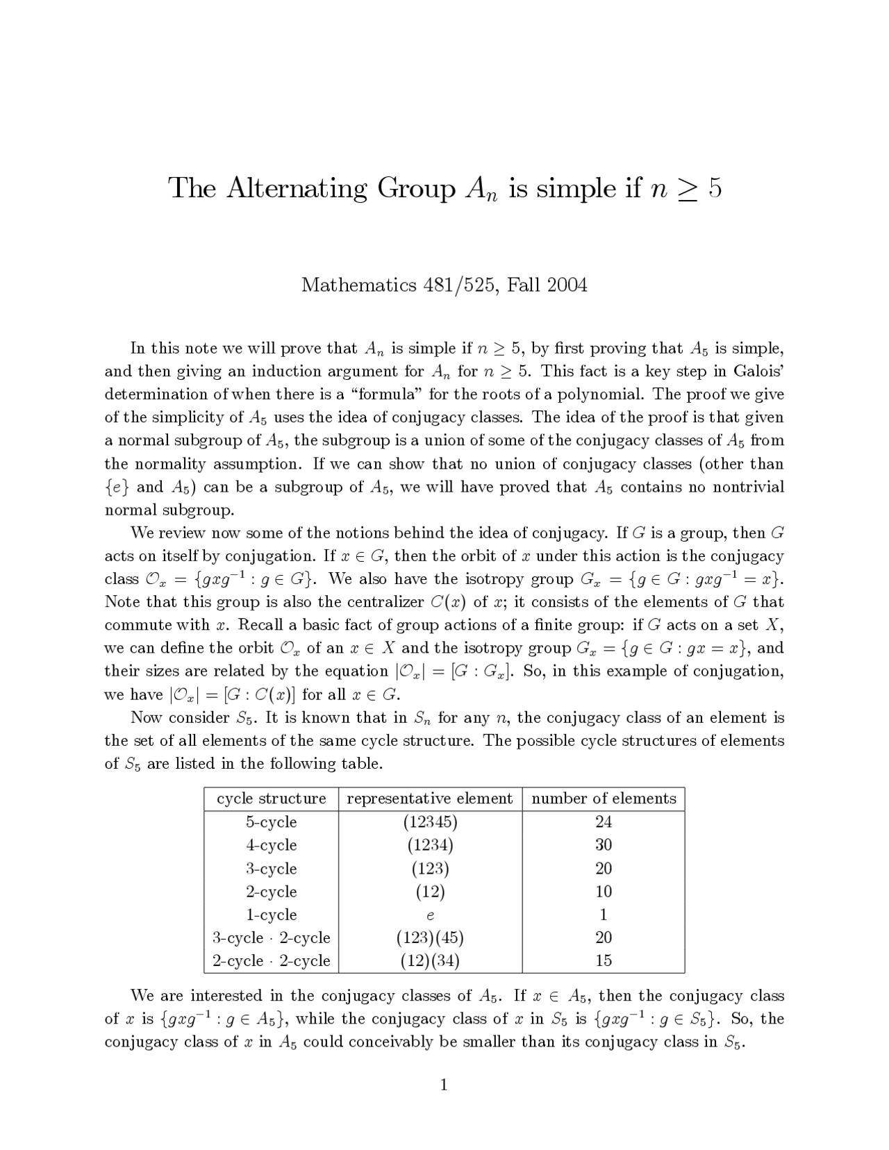 2 Theorems on the Alternating Groups in Linear Algebra - Review Sheet ...