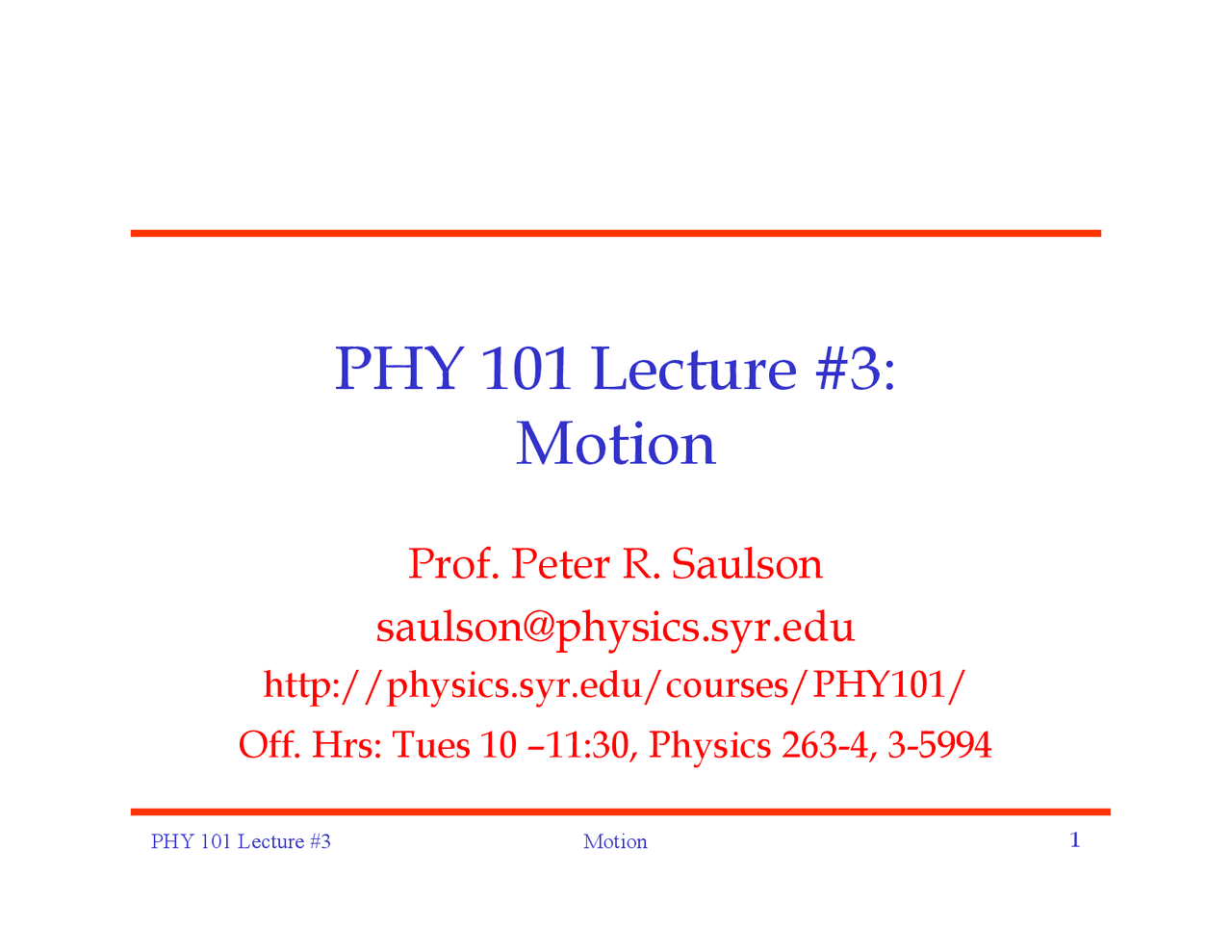 Lecture Slides On Motion Major Concepts Of Physics I Phy 101 Docsity