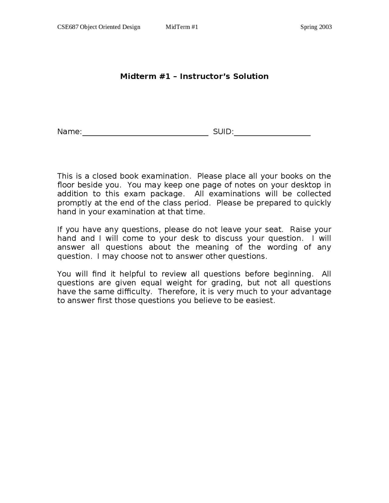 Solved Questions For Object Oriented Design Midterm 1 Cse 687 Docsity 2570