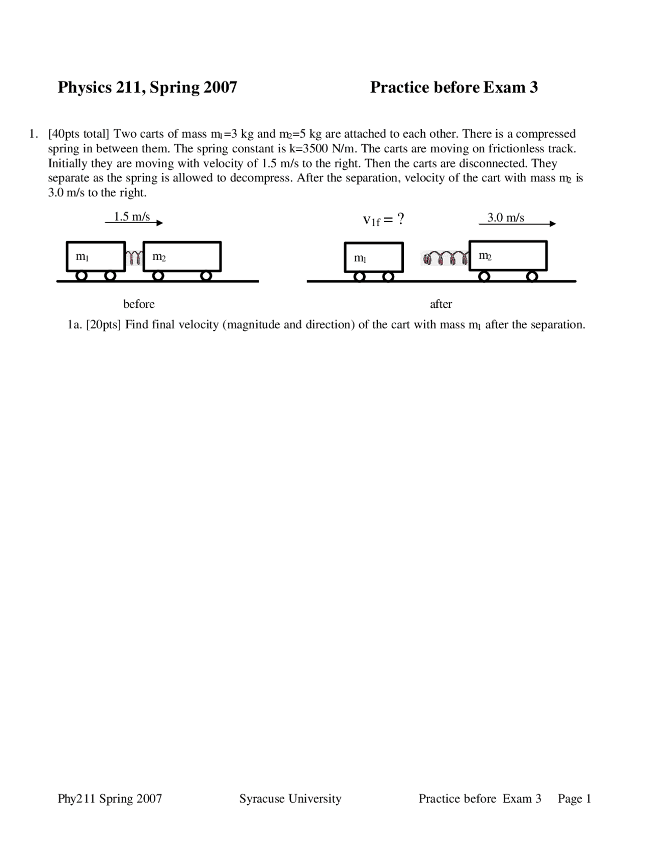 Exam #3 Practice Questions - General Physics I | PHY 211 | Exams Physics | Docsity