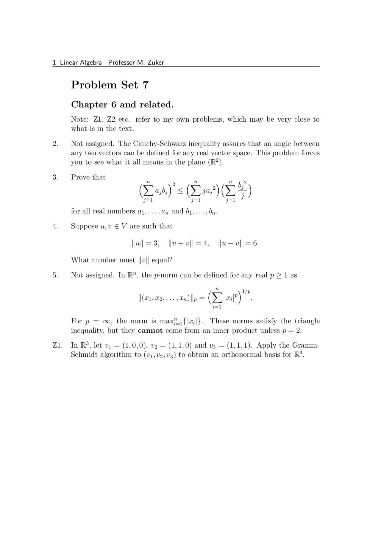 24 Unsolved Questions On Linear Algebra Math 4100 Docsity