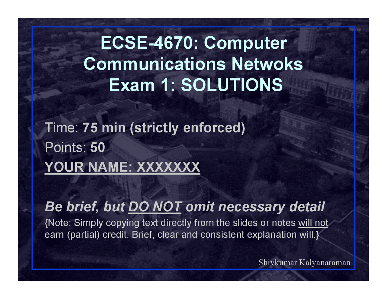 Exam 1 Solutions Computer Communications Networks Ecse 4670 Docsity