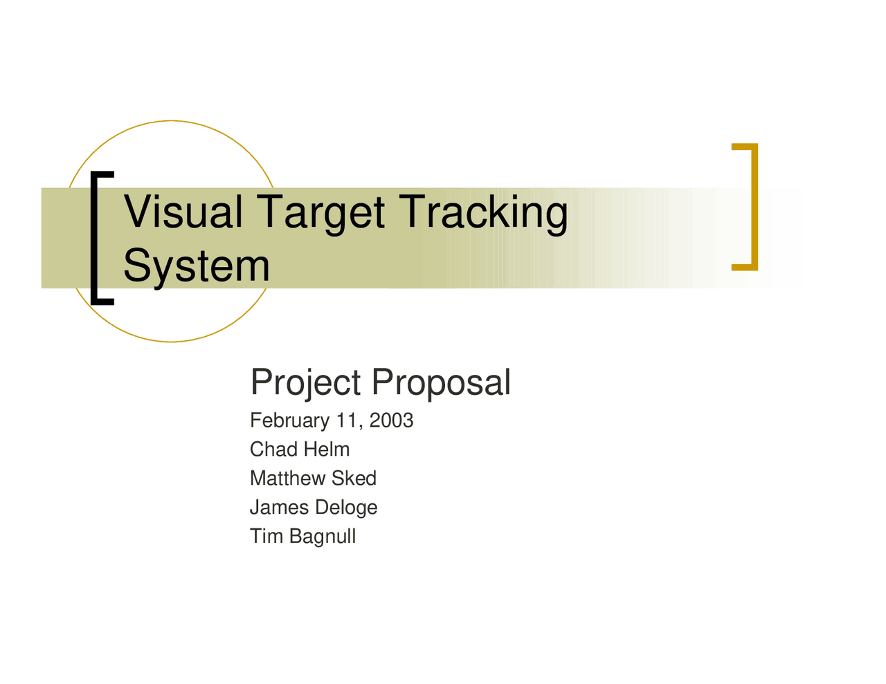 Visual Target Tracking System Analog Ic Design Lecture Slides