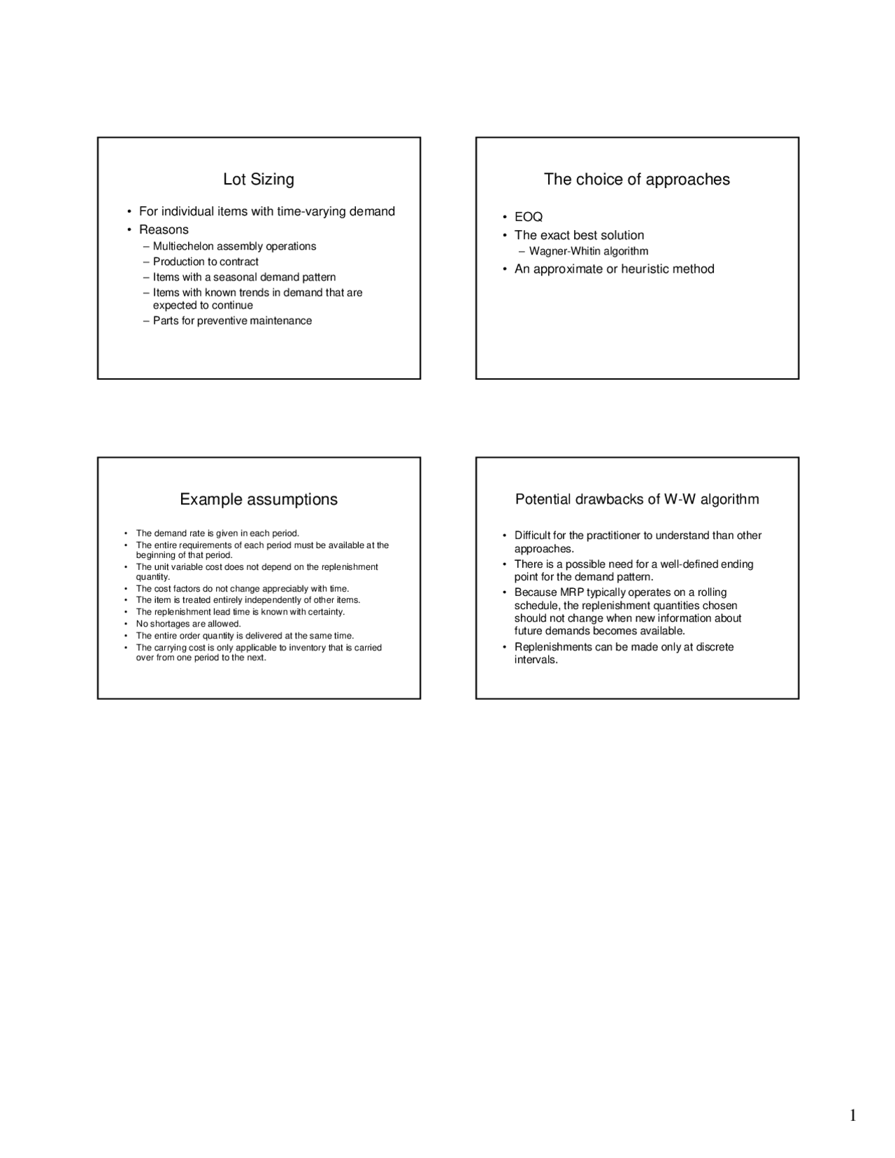 Heuristic Method Eoq Lecture Slides Mfe 654 Docsity