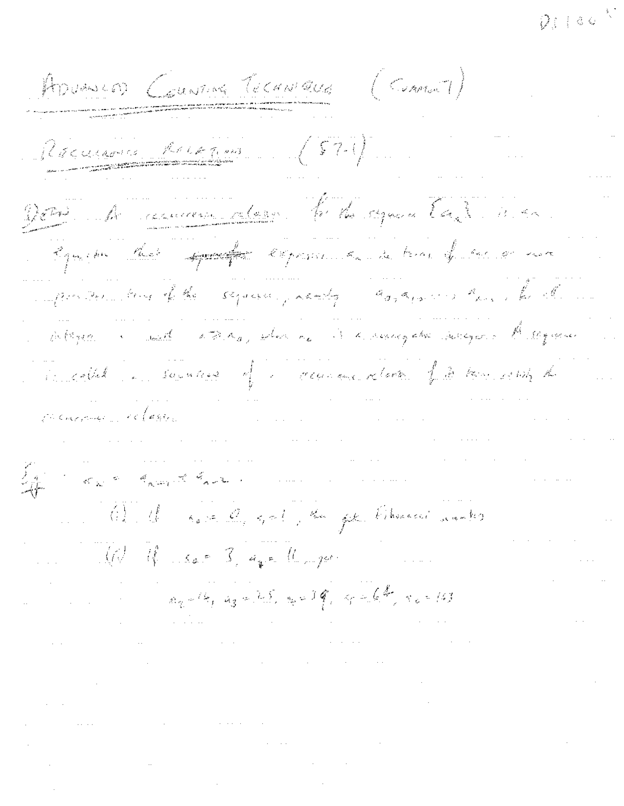 Lecture Notes on Advanced Counting Techniques | MATH 2800 - Docsity