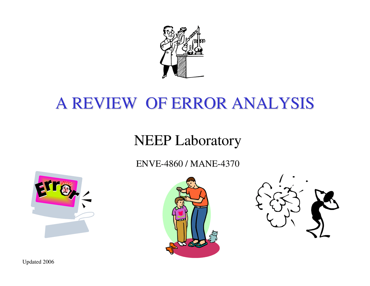 A Review of Error Analysis - Neep Laboratory | MANE 4370 - Docsity
