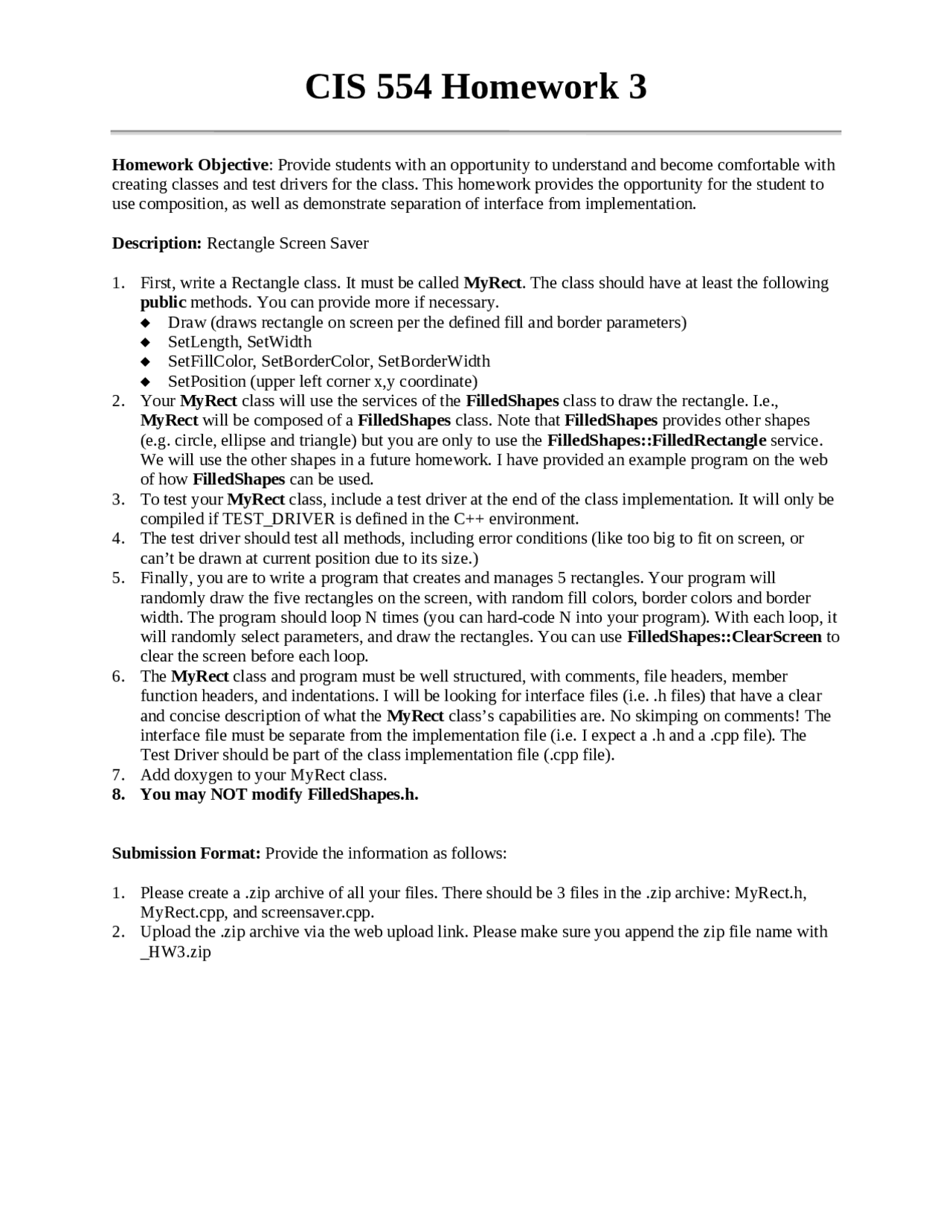 Homework 3 Problems Object Oriented Programming In C Cis 554