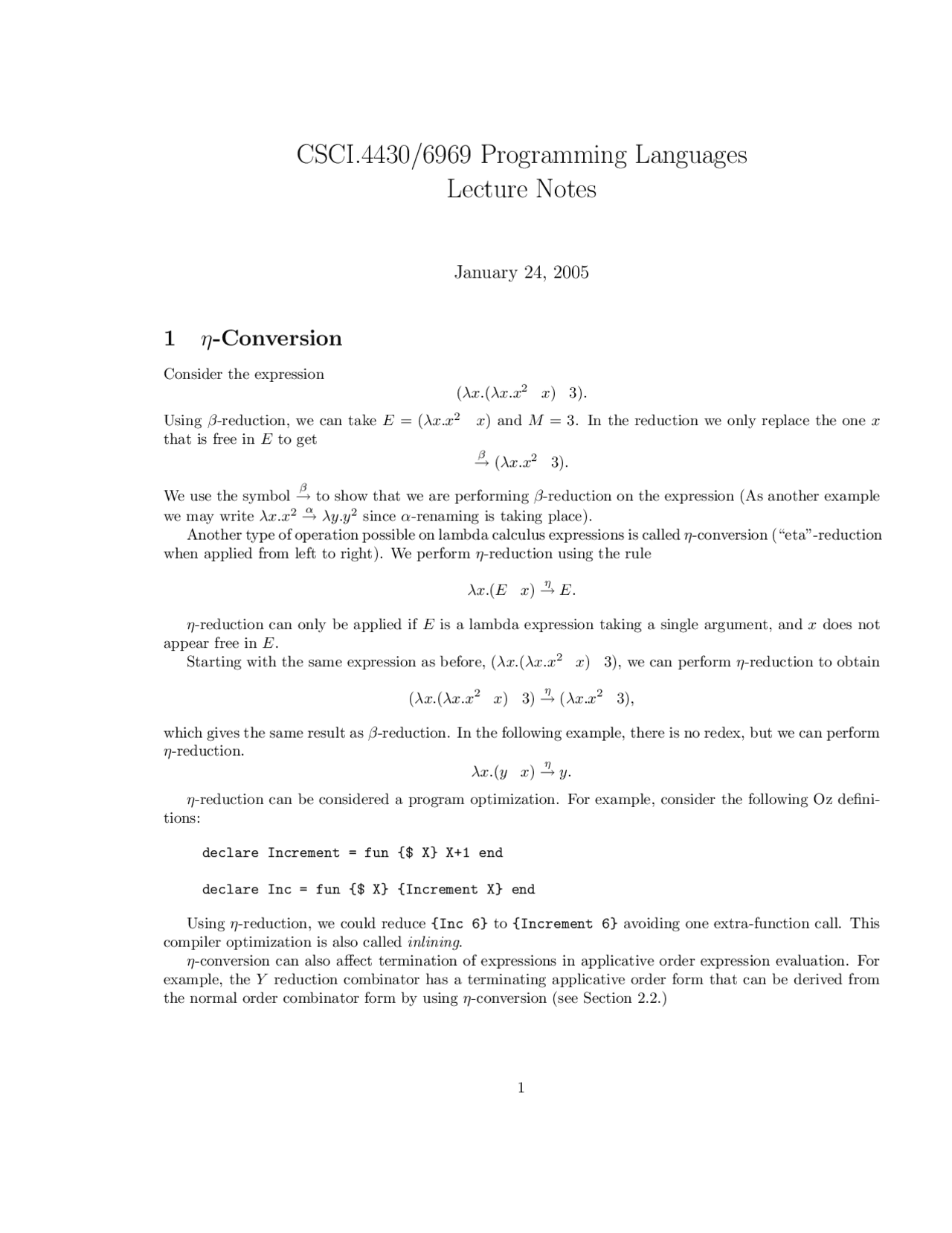 N Conversions And Combinators In Programming Language I Csci 4430 Docsity