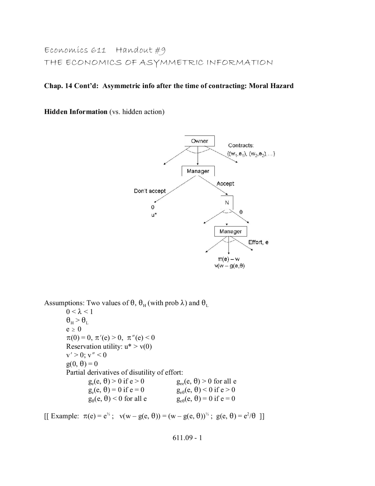 The Economics Of Asymmetric Information Handout 9 Ecn 611 Docsity