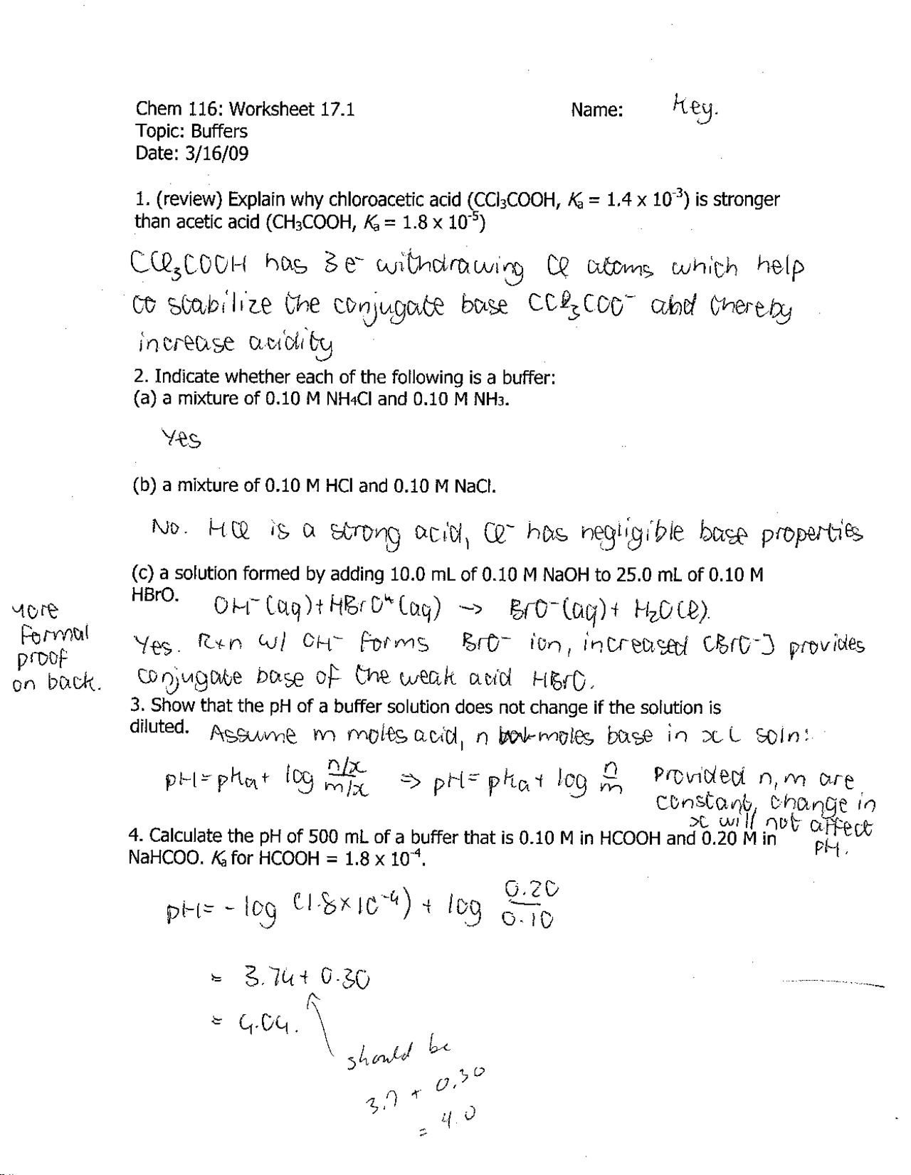 Worksheet On Buffers With Solution Chem 116 Docsity