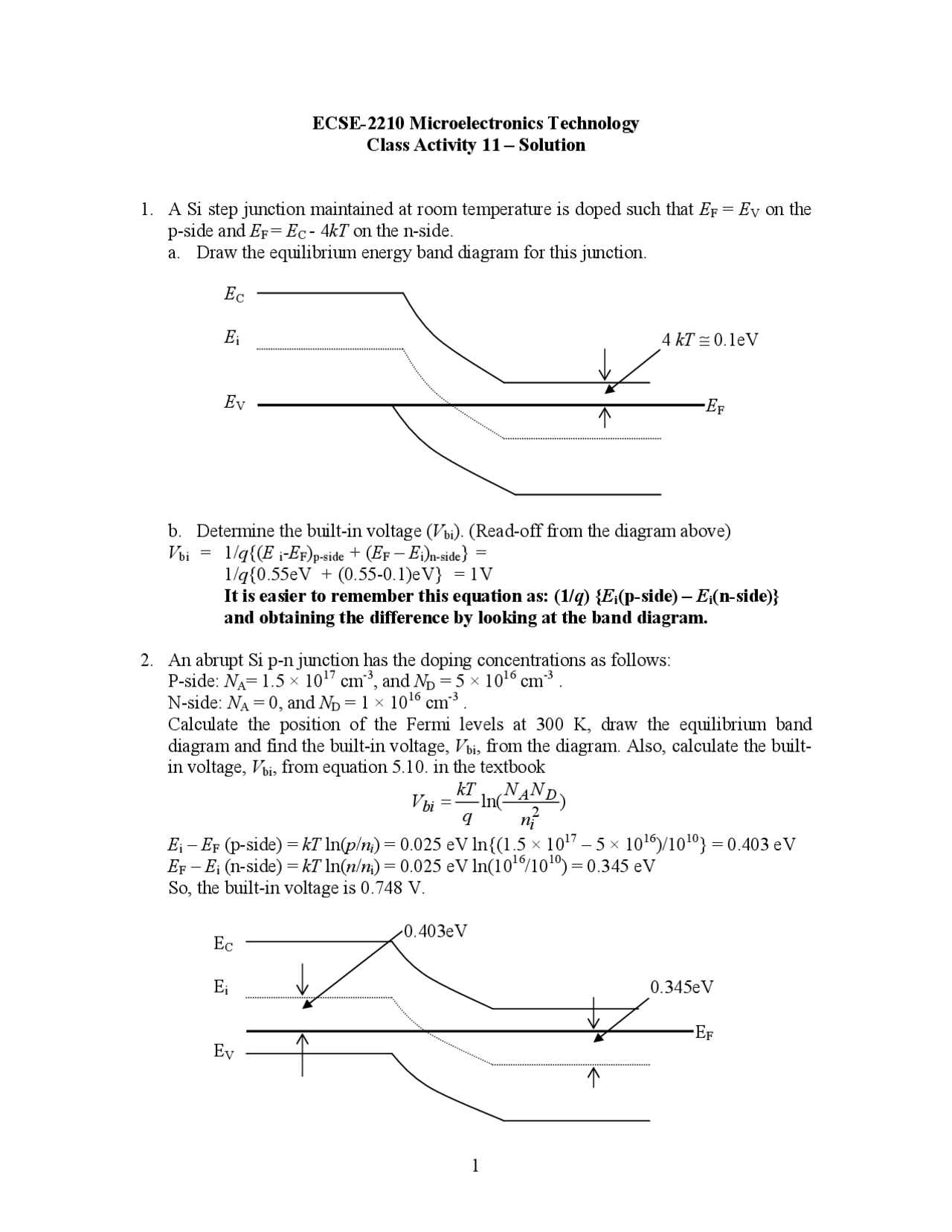 7 Solved Questions In Microelectronics Technology Assignment Ecse