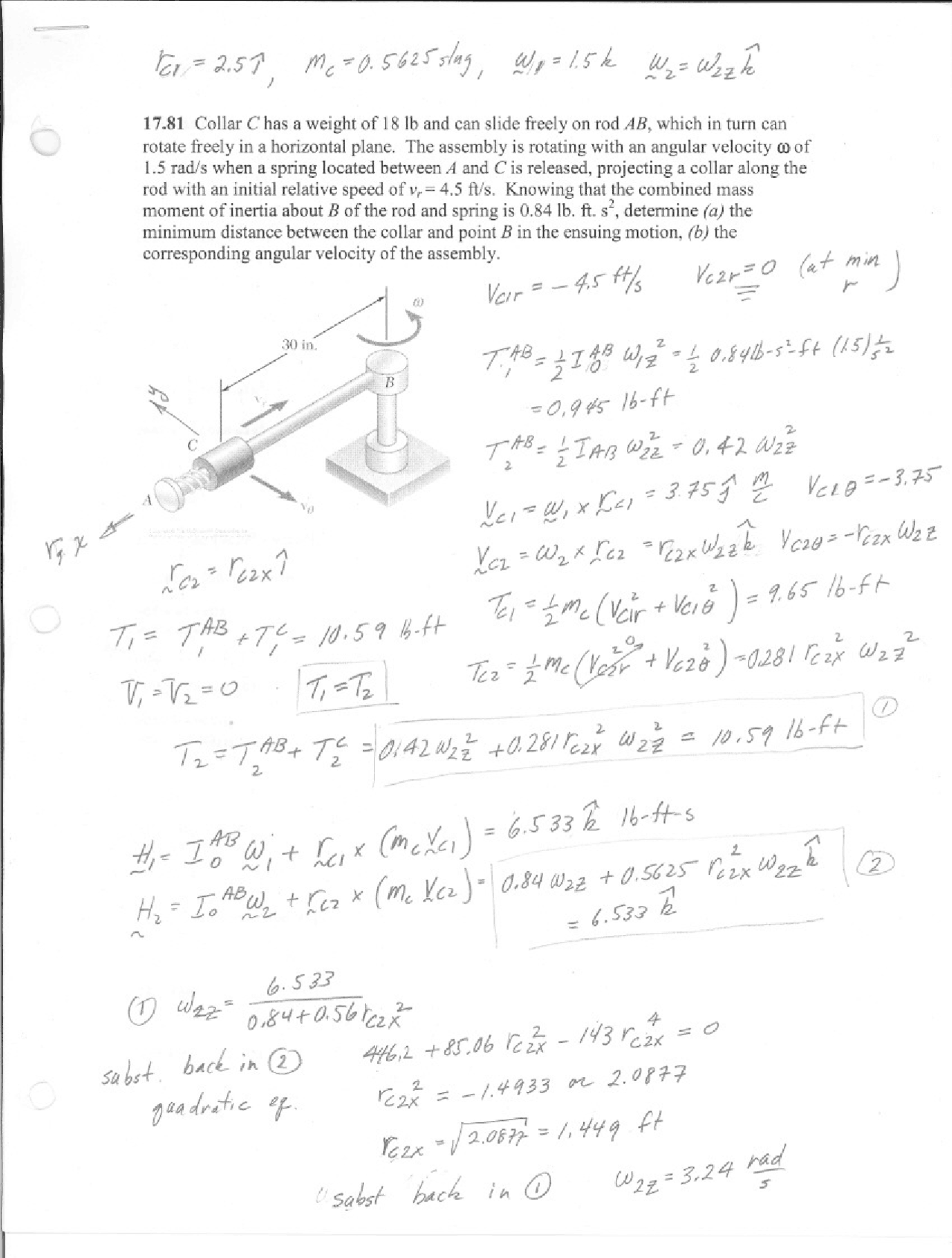 Problem On Distance Angular Velocity With Solution Engr 2090 Docsity