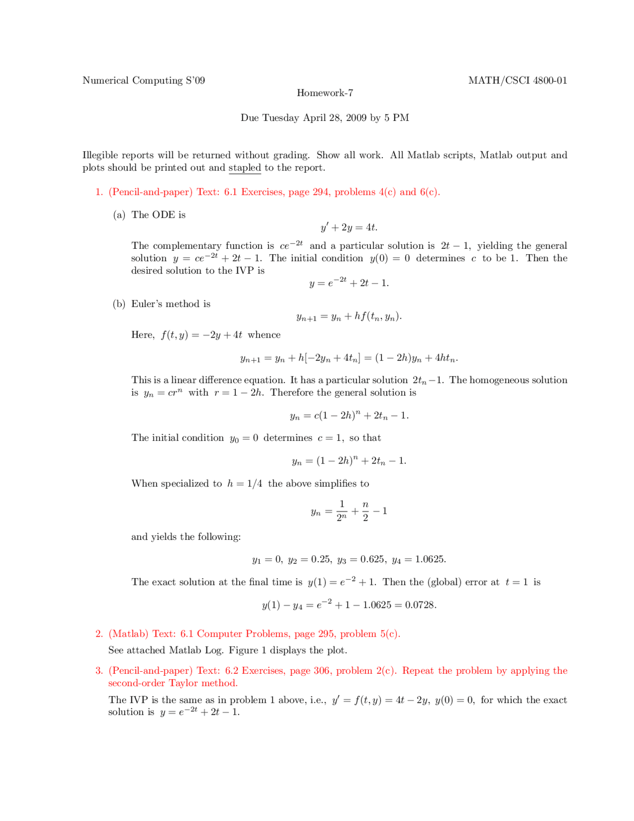 Homework 7 With Solution Numerical Computing Csci 4800 Docsity 8946
