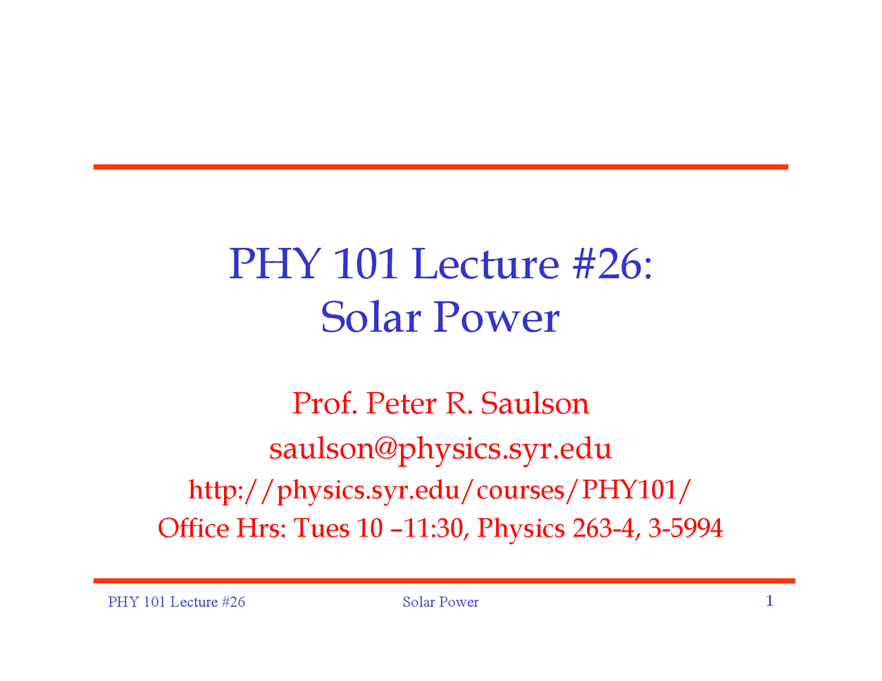 Solar Power Lecture Slides Major Concepts Of Physics I Phy 101