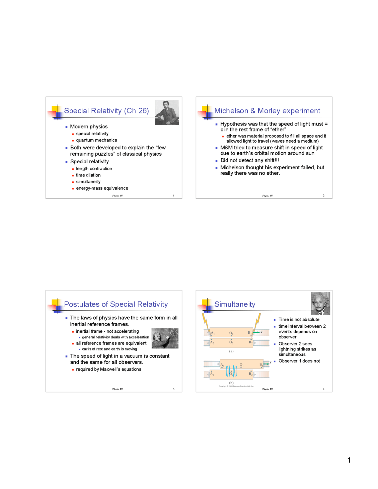 Special Relativity General Physics Ii A Lecture Slides Phys 120