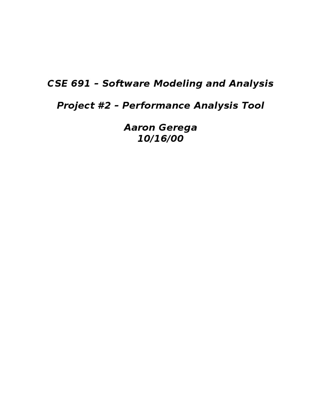 Performance Analysis Tools - Project 2 - Fall 2000 | CSE 691 | Study Guides, Projects, Research ...