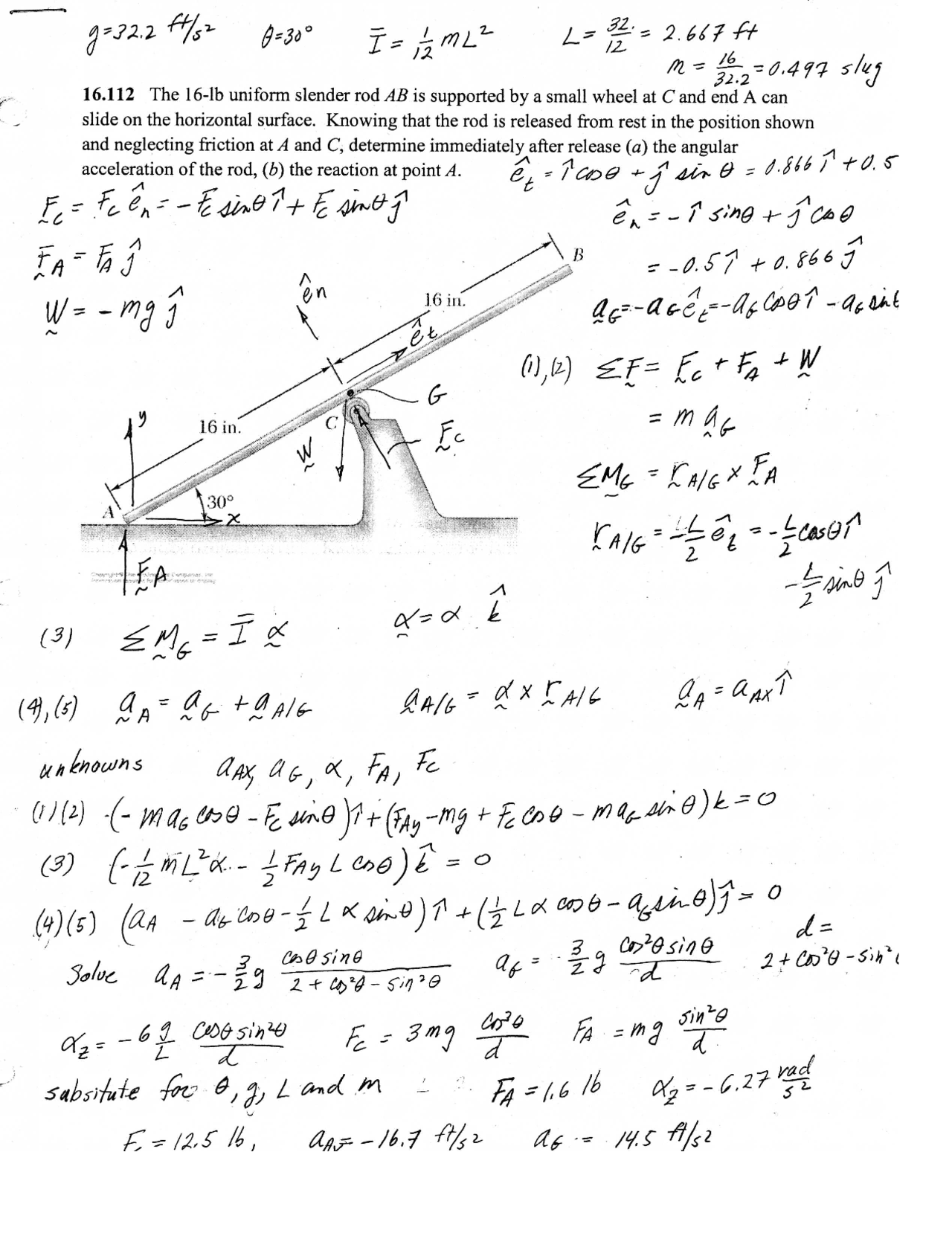Engineering Dynamics Solution Manual For Assignment 16 Engr 2090 Docsity