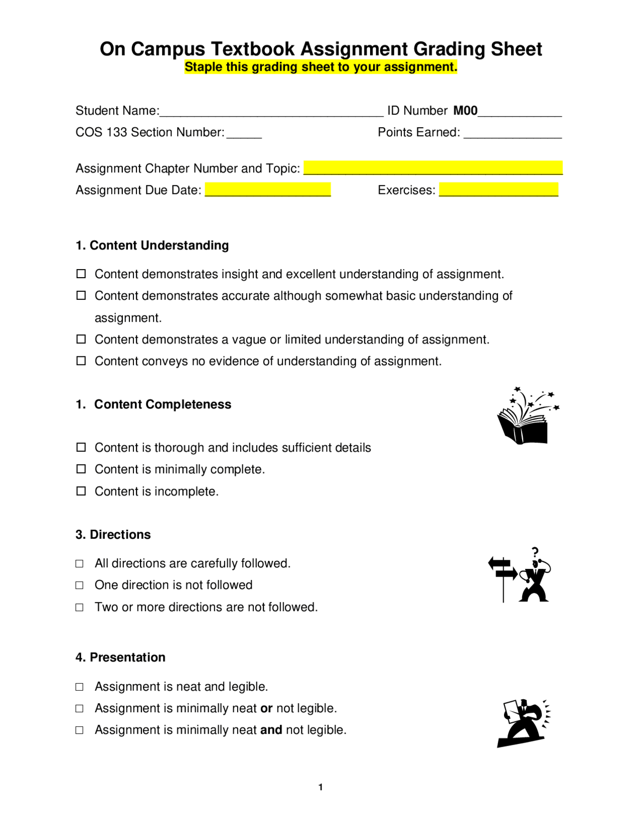 Assignment Grading Sheet 1 College Orientation And Success Cos 133 Docsity