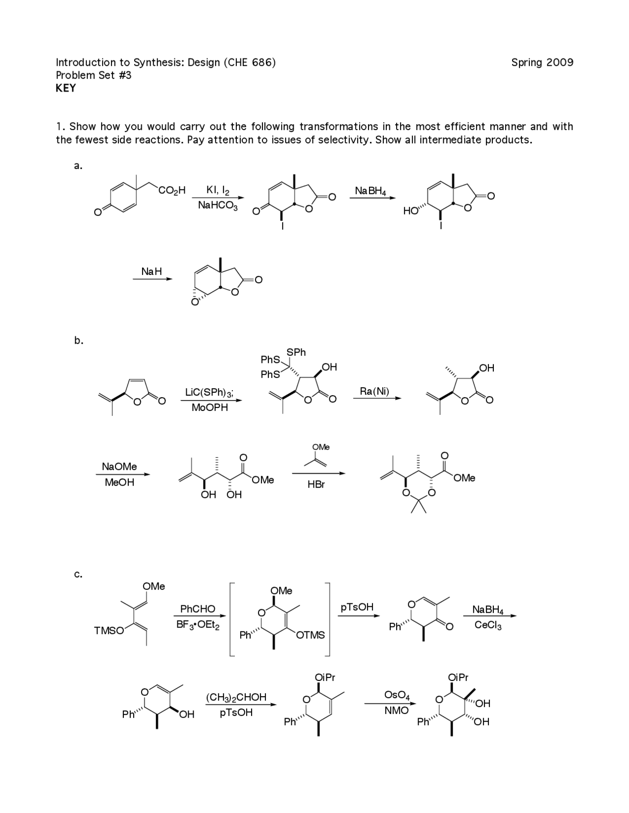 Solved Questions For Advanced Organic Synthesis Design Problem Set 3