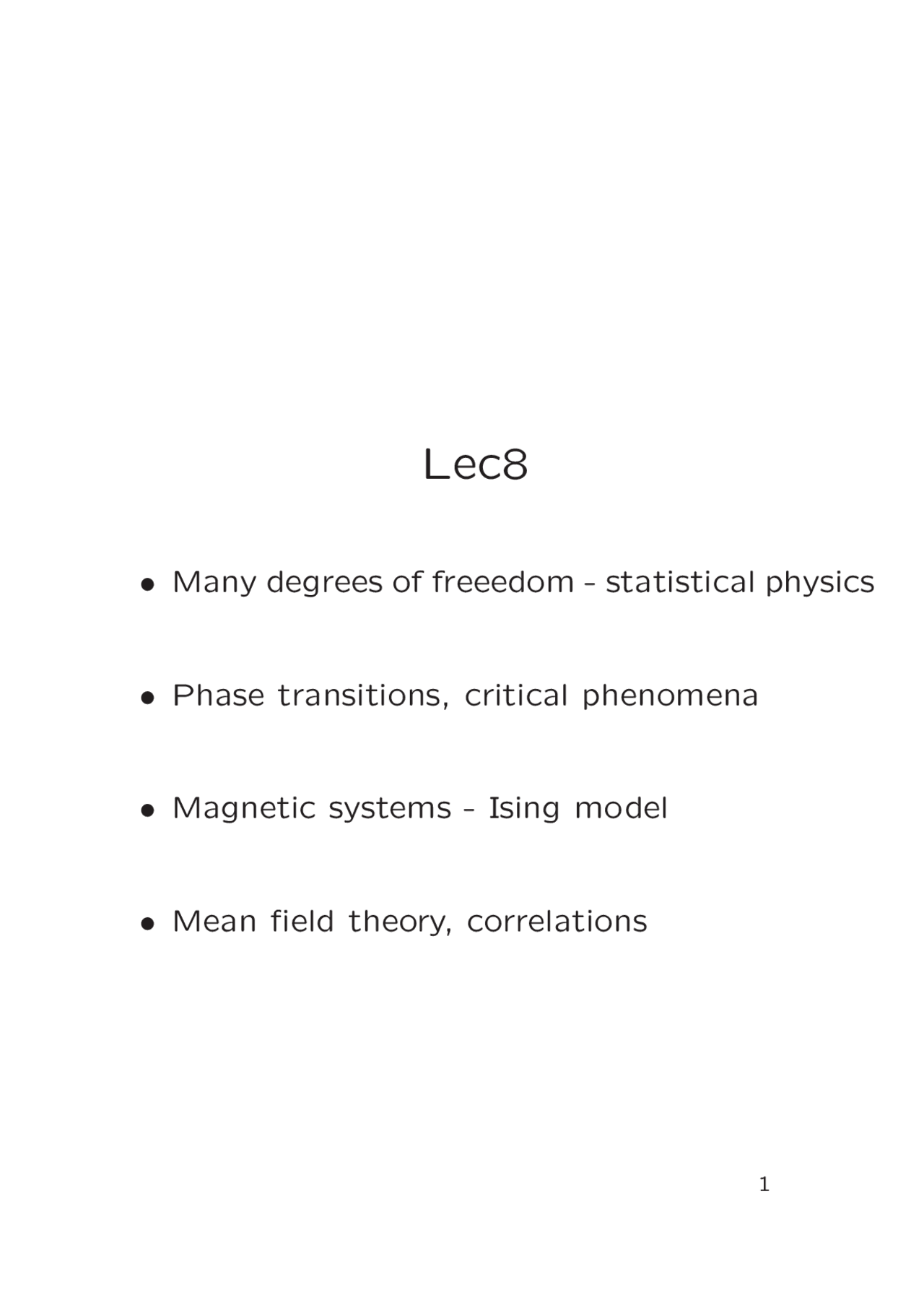 Many Degrees Of Freedom Phase Transitions Magnetic Systems Notes