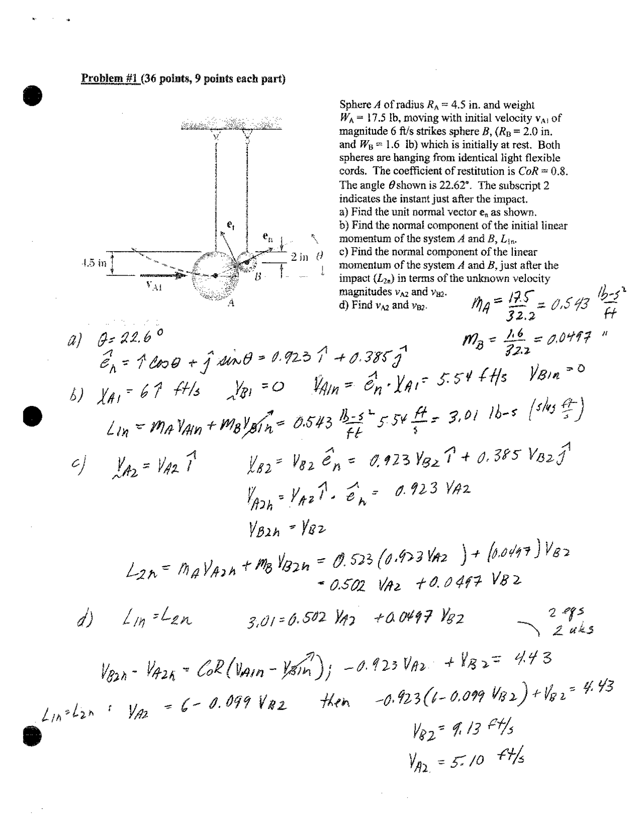 Engineering Dynamics Exam 2 With Solutions Engr 2090 Docsity