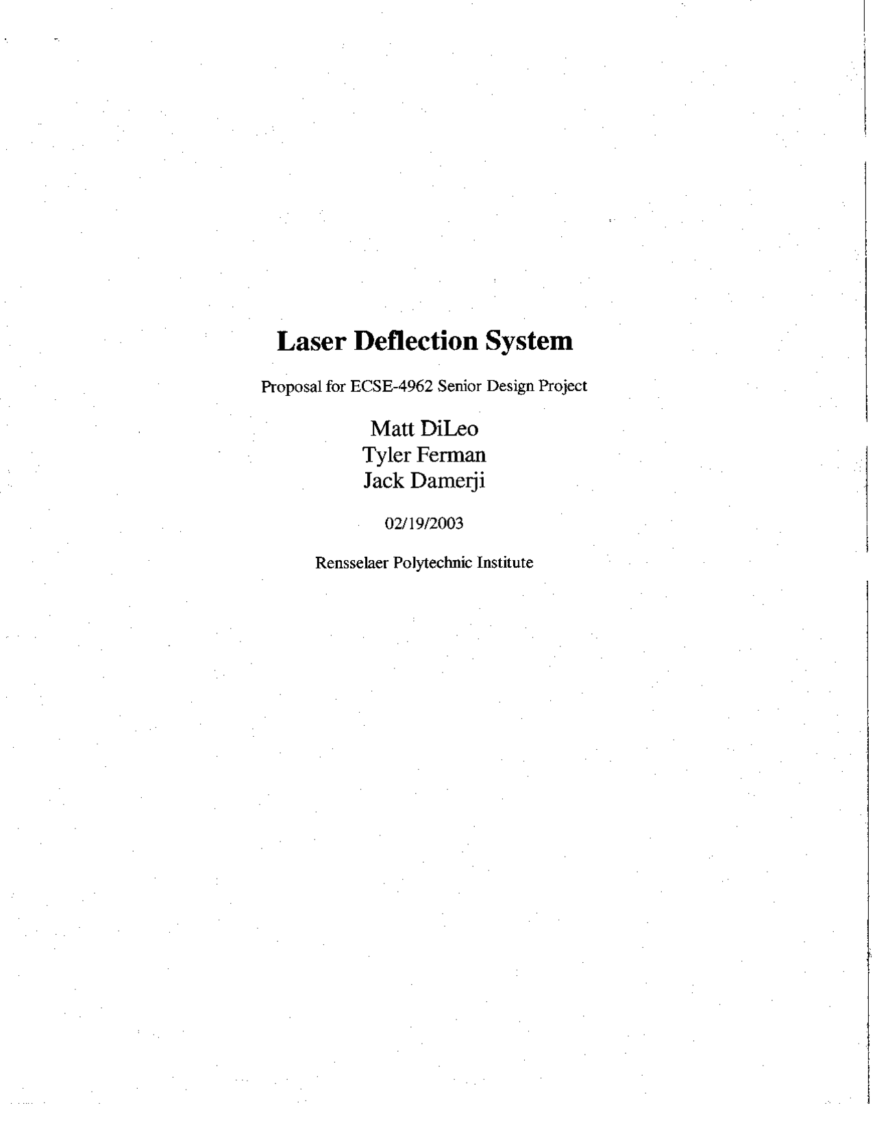 Laser Deflection System Project Analogic Design Ecse 4962 Docsity