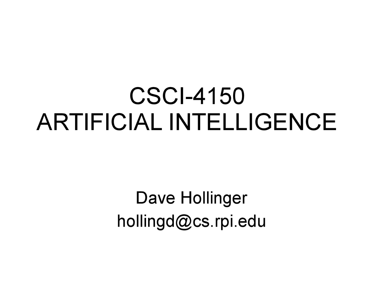 Artificial Intelligence Lecture Notes Csci 4150 Docsity