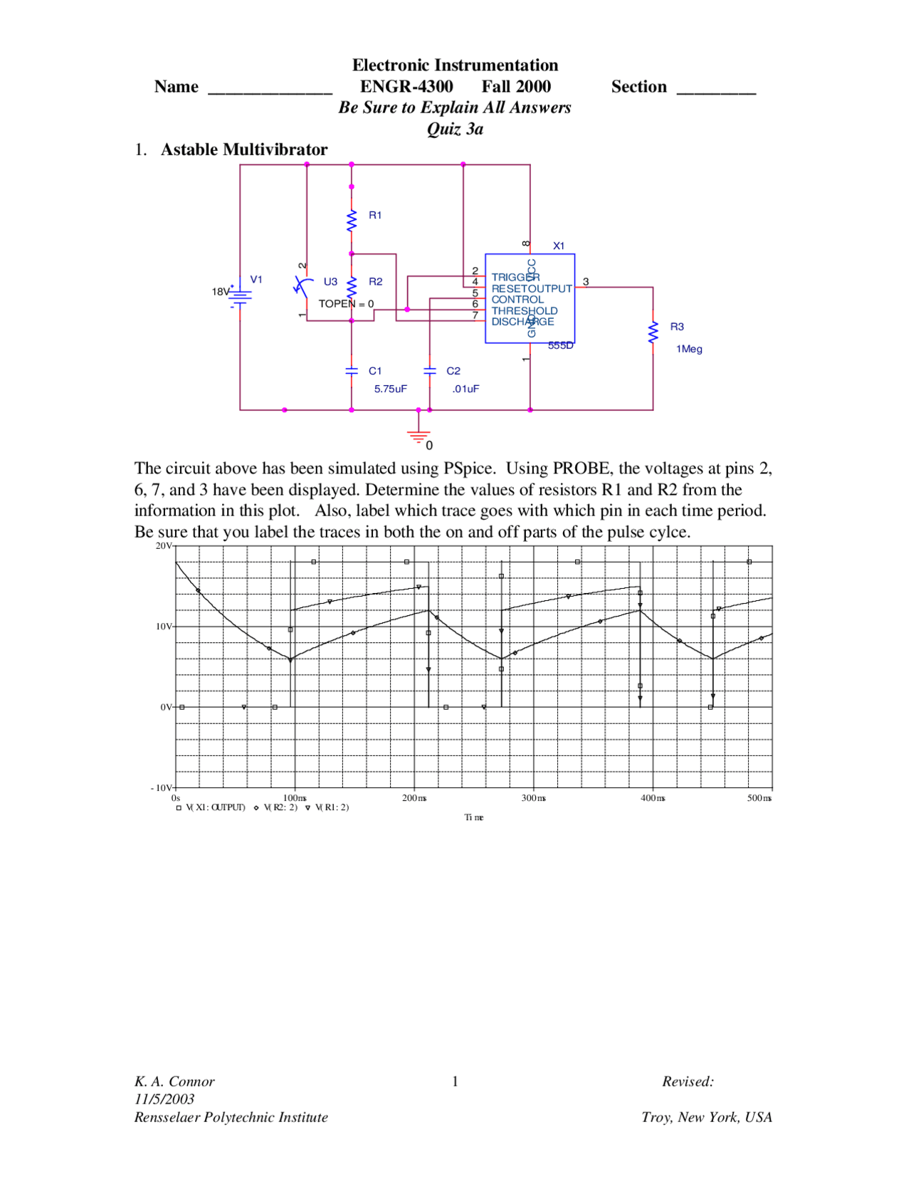 Quiz 3 On Electronic Instrumentation Engr 4300 Docsity