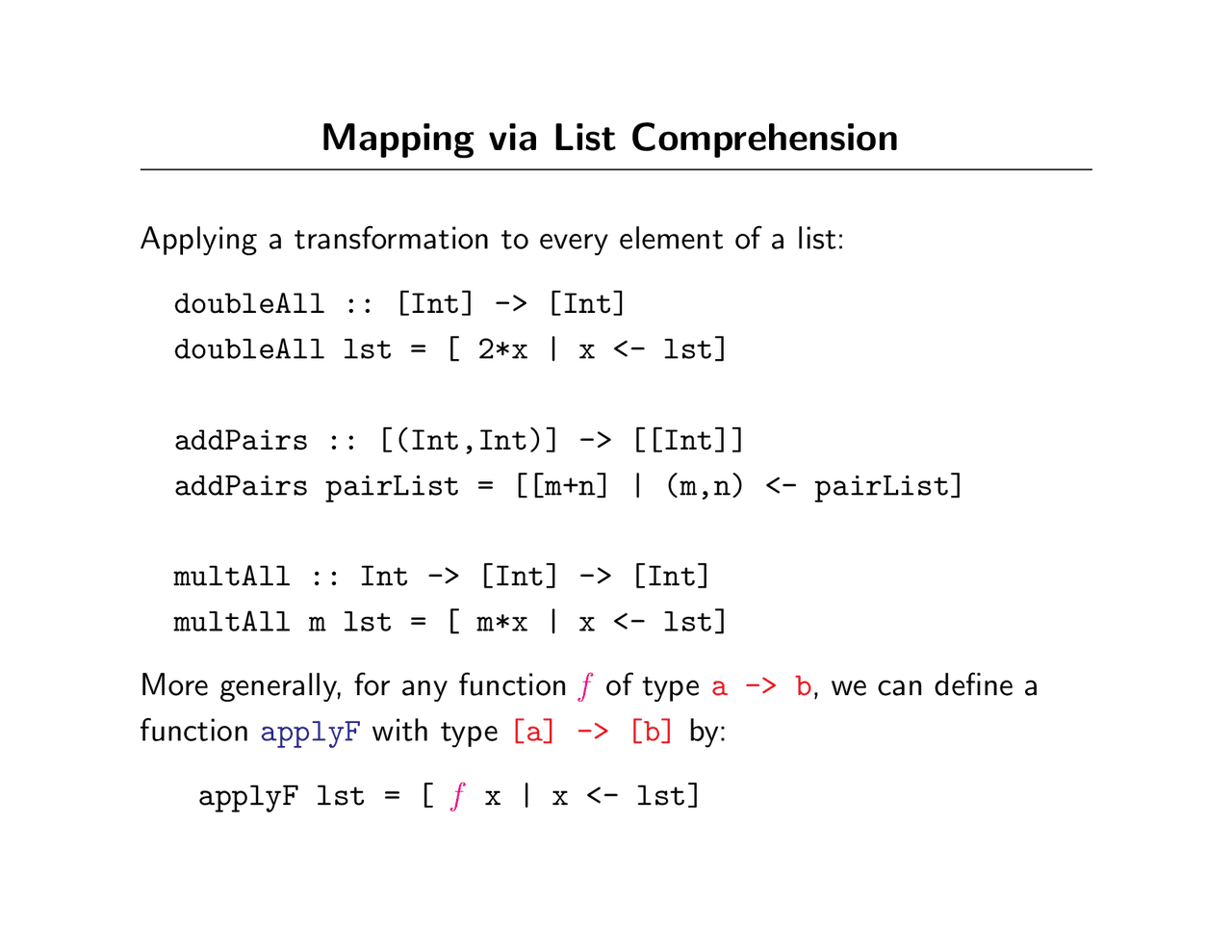 Mapping Via List Comprehension - Lecture Notes | CIS 252 - Docsity