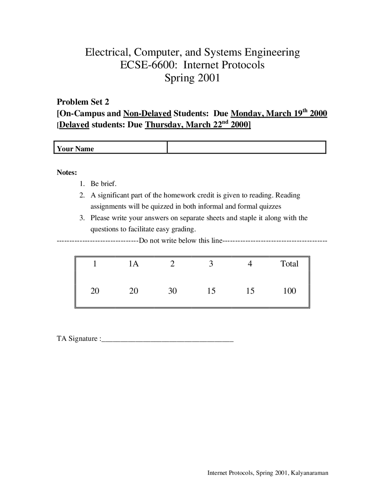 Electrical Computer And Systems Engineering Problem Set Ii Ecse