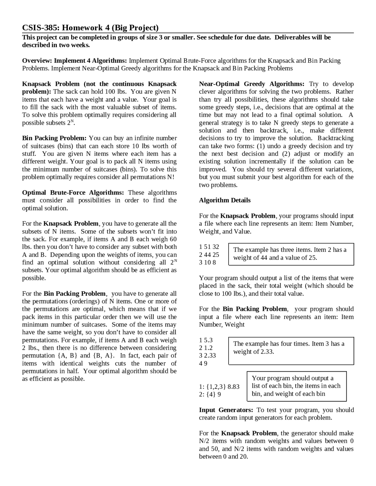 Homework 4 Problems Analysis Of Algorithms Csis 385 Docsity 7311