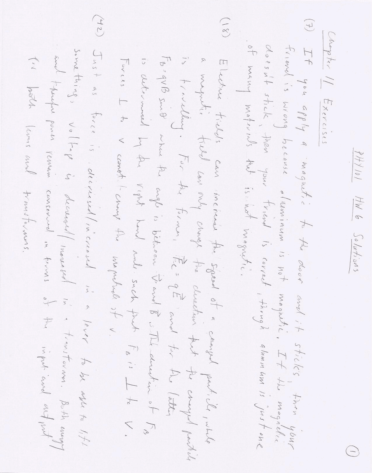 Exercise Of Chapter 2 Of Major Concepts Of Physics I Handwritten