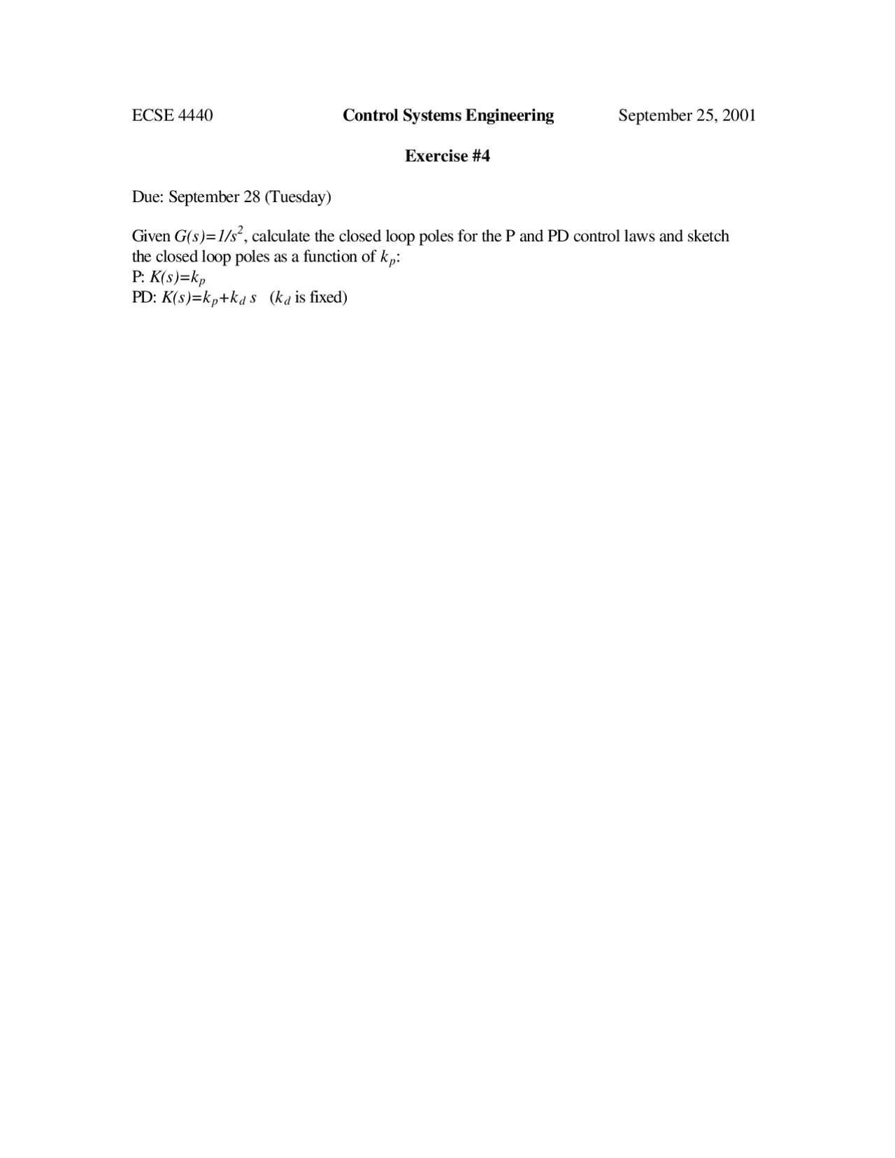 Assignment 4 Questions Control System Engineering Ecse 4440 Docsity