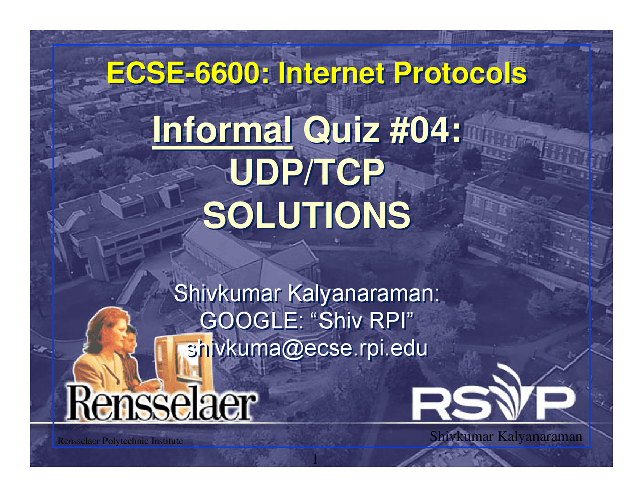 Informal Quiz Solutions Internet Protocols Ecse 6600 Docsity