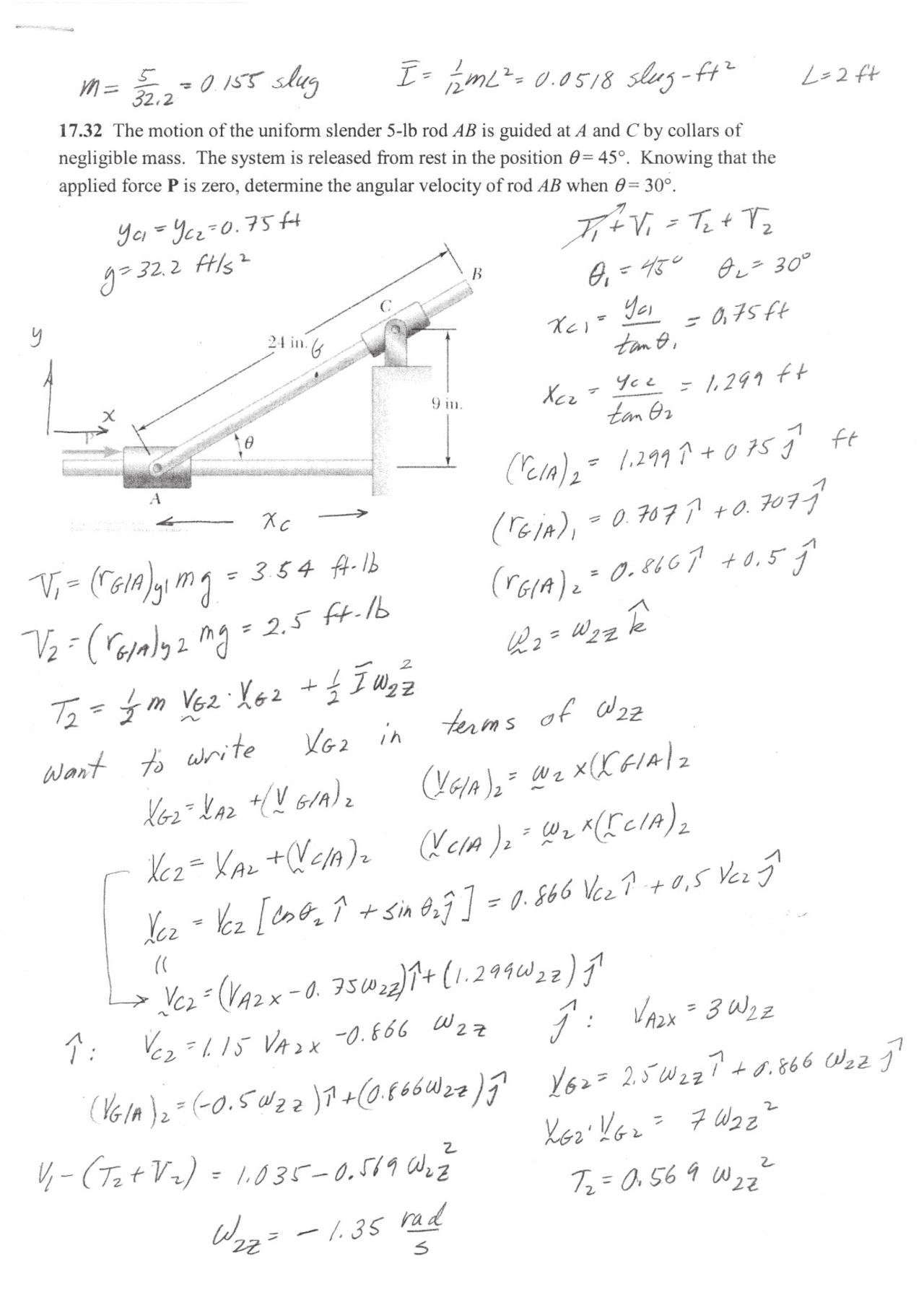 Determine The Angular Velocity Problem With Solution Engr 2090