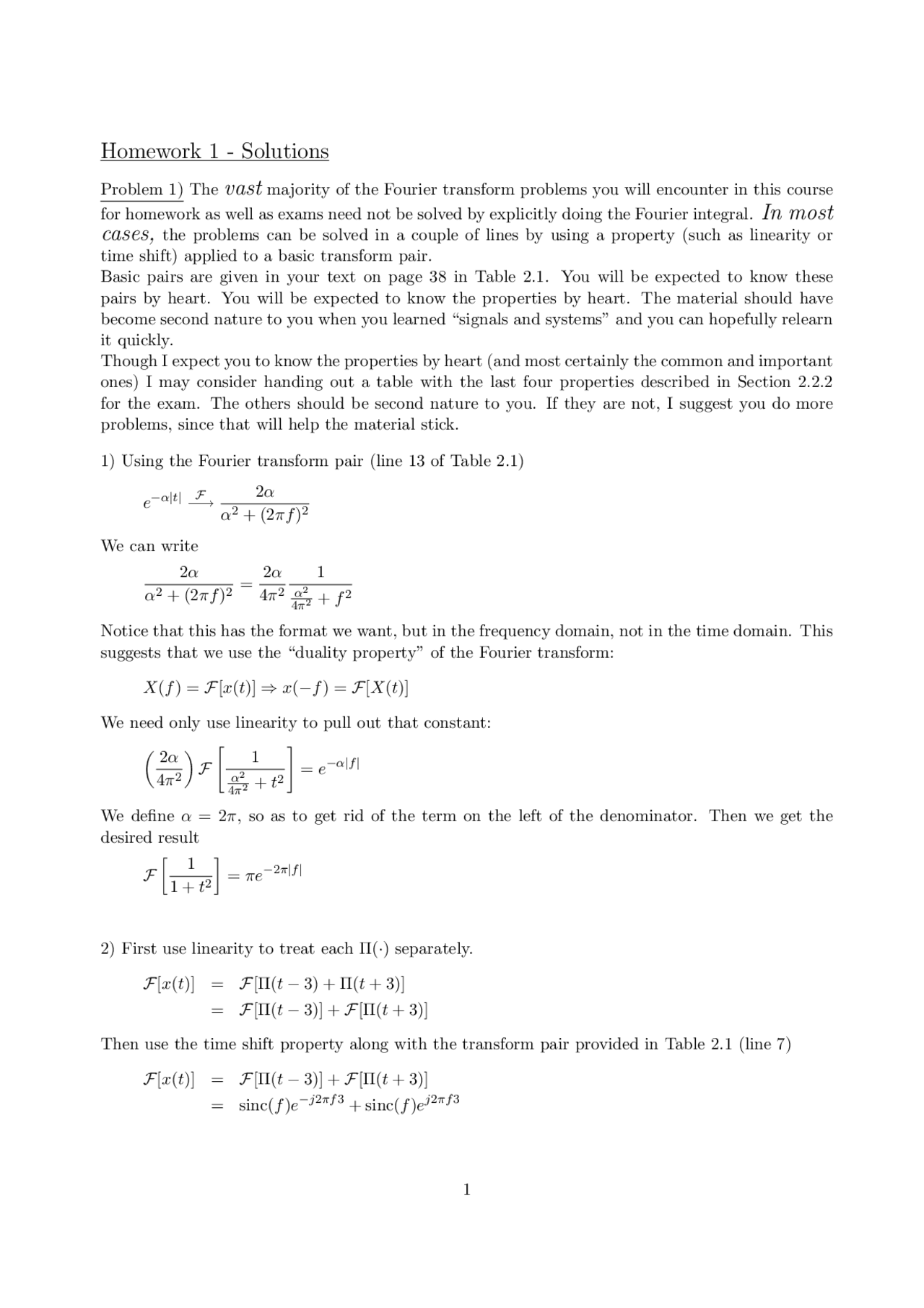 Homework 1 Solutions Communication Systems Ecse 4520 Docsity