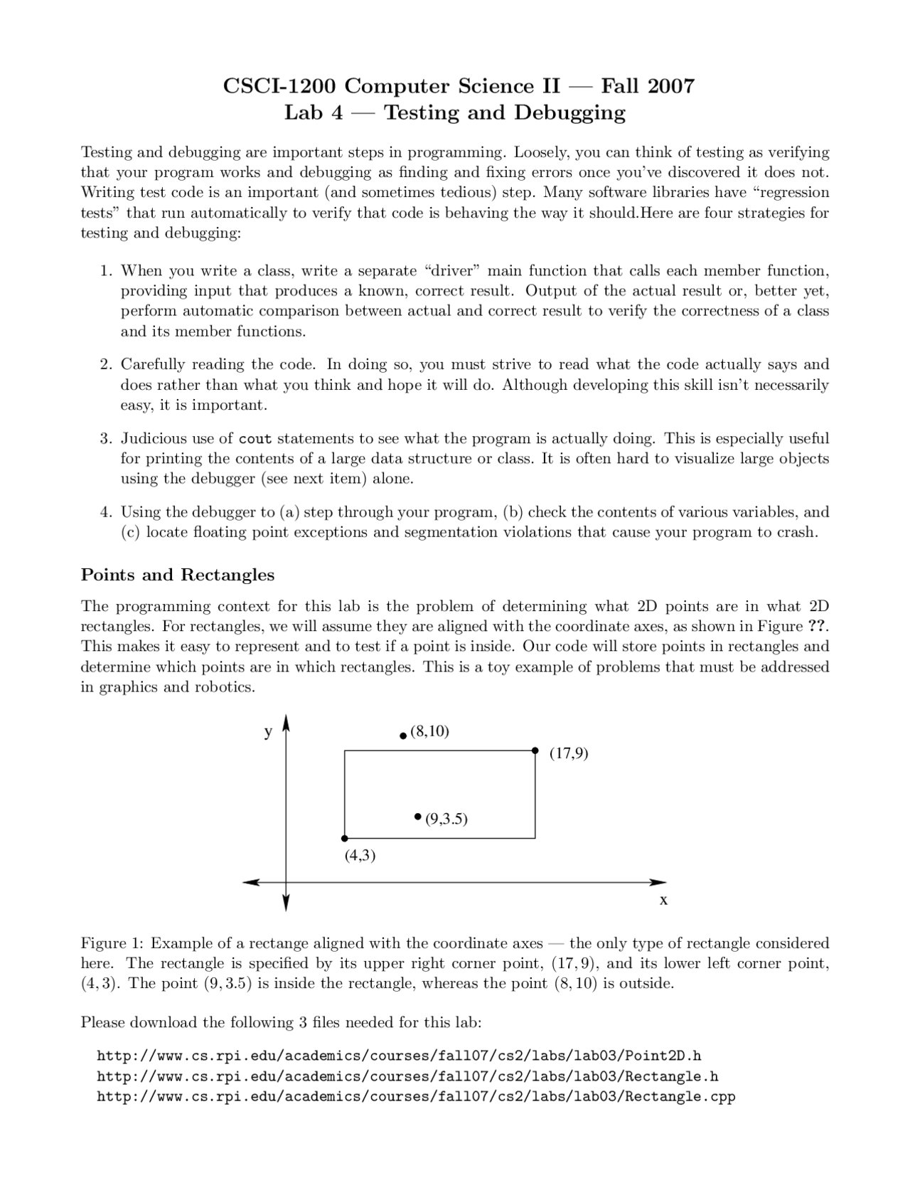 Testing And Debugging Data Structures Lab 4 Csci 1200 Docsity