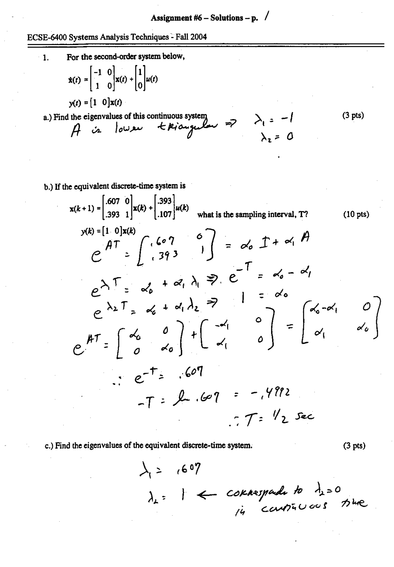 Assignments 6 With Solutions Systems Analysis Techniques Ecse 6400