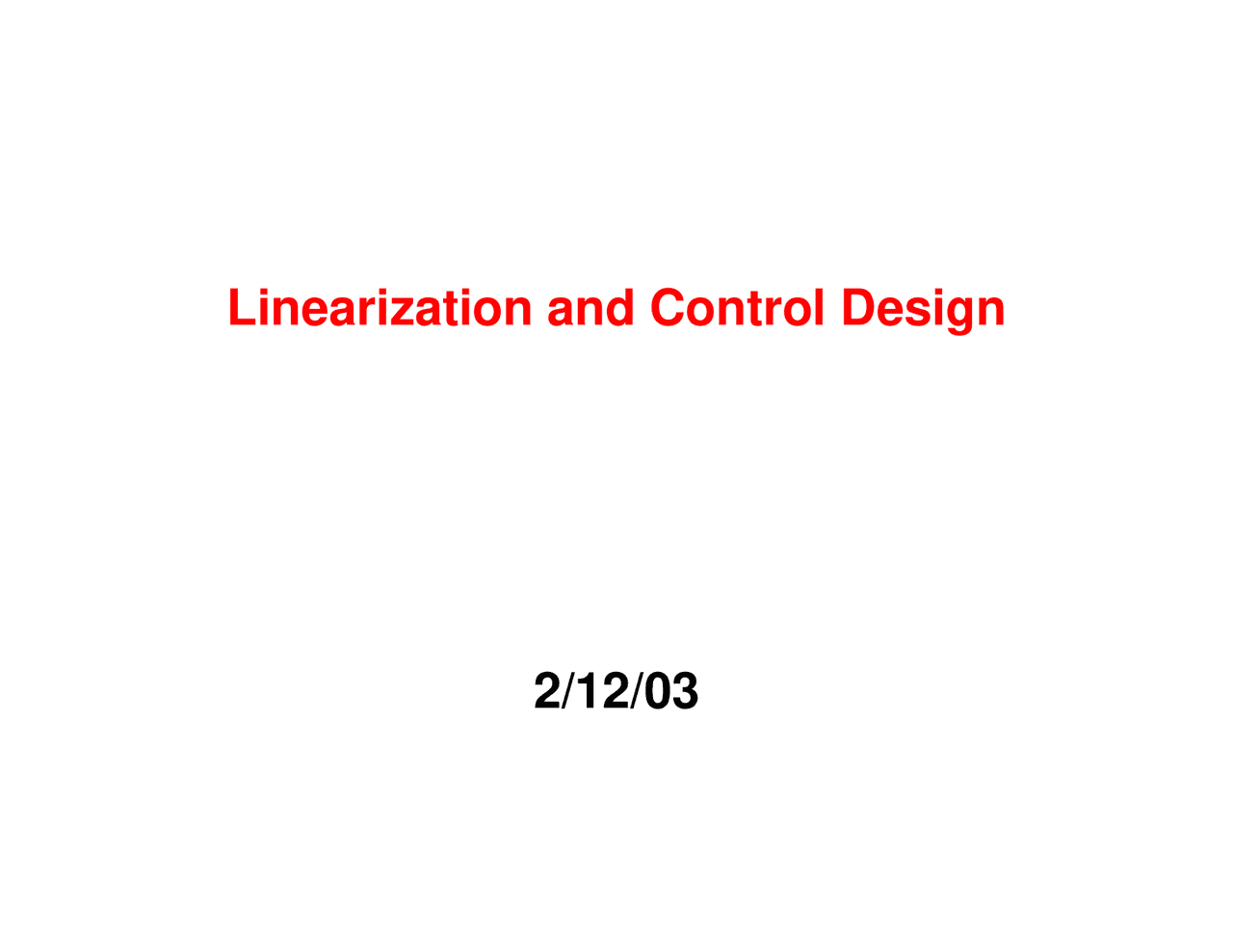 Linearization And Control Design Analogic Design Ecse 4962 Docsity