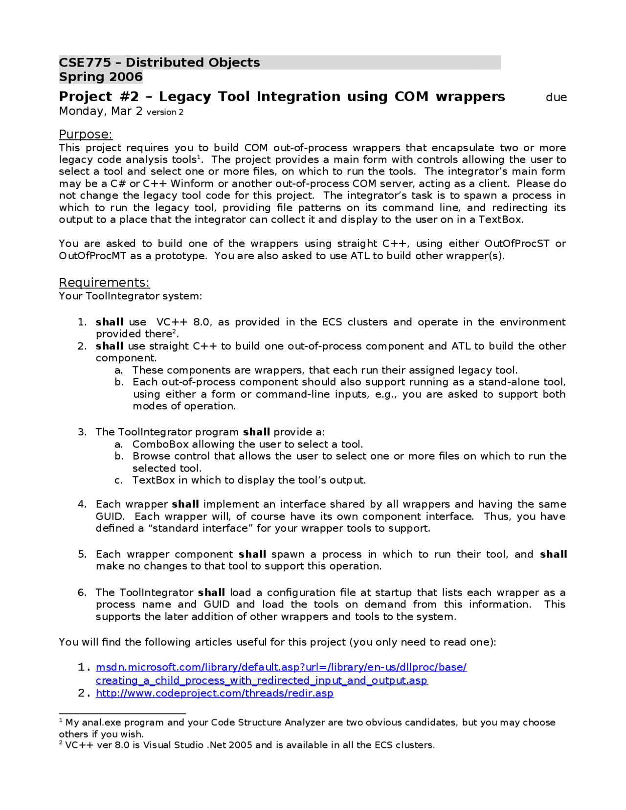 Legacy Tool Integration Using Com Wrappers Project 2 Cse 775 Docsity