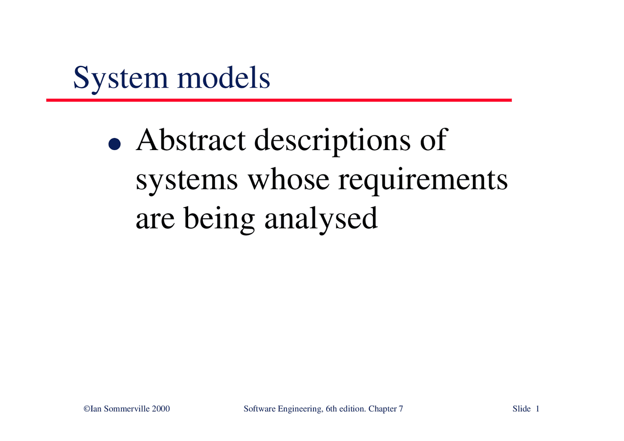 System Models and CASE Workbenches - Lecture Slides | CS 389 - Docsity