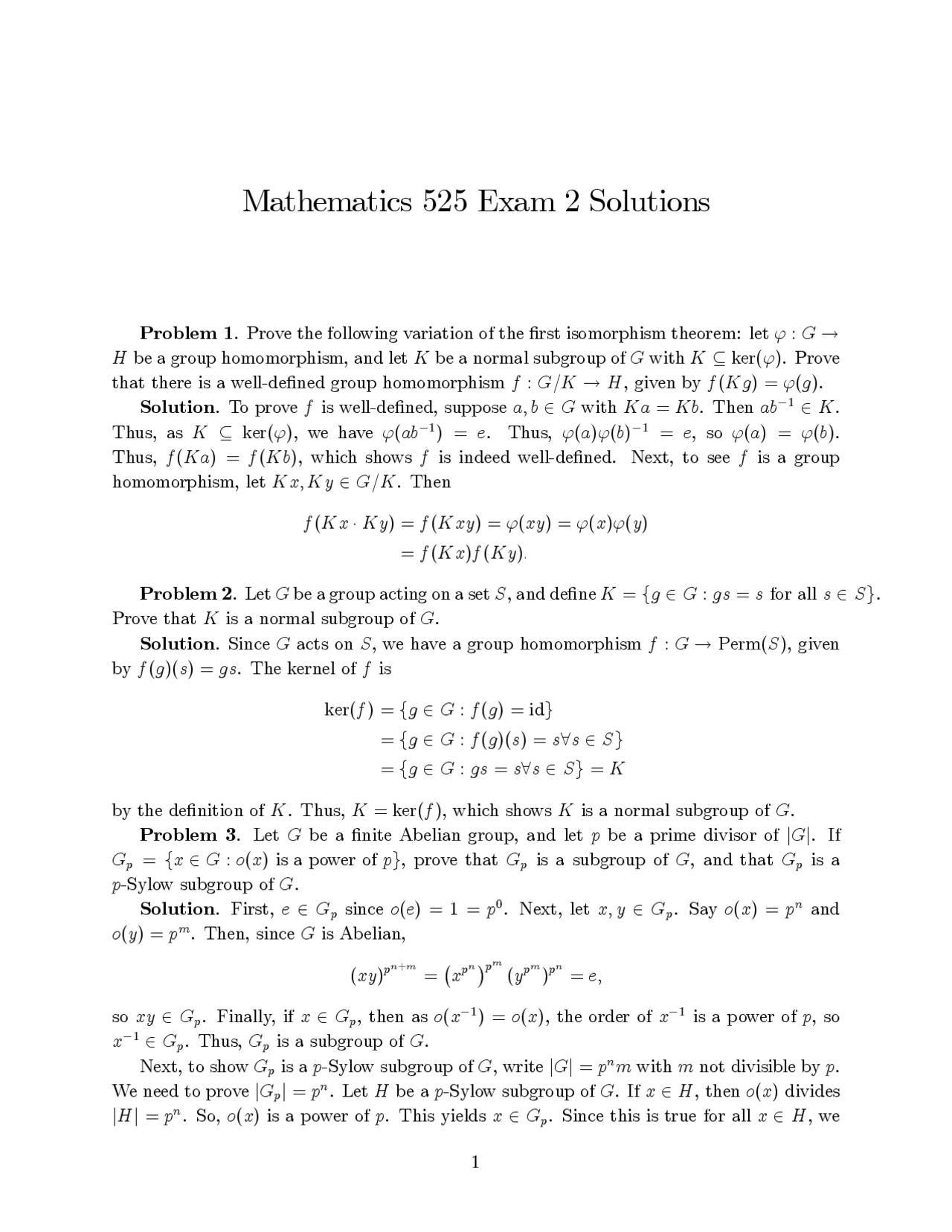 Test Ii Solutions Advanced Linear Algebra Math 481 Docsity