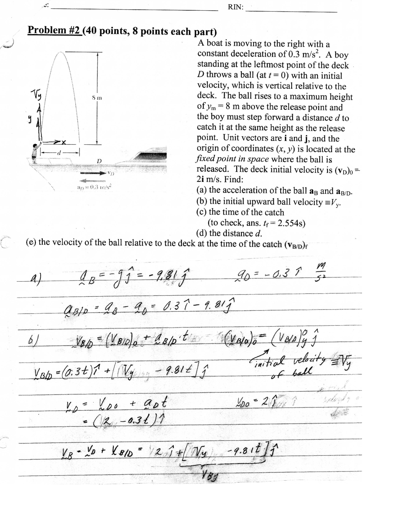 Practice Problems With Answers Engineering Dynamics Engr 2090 Docsity