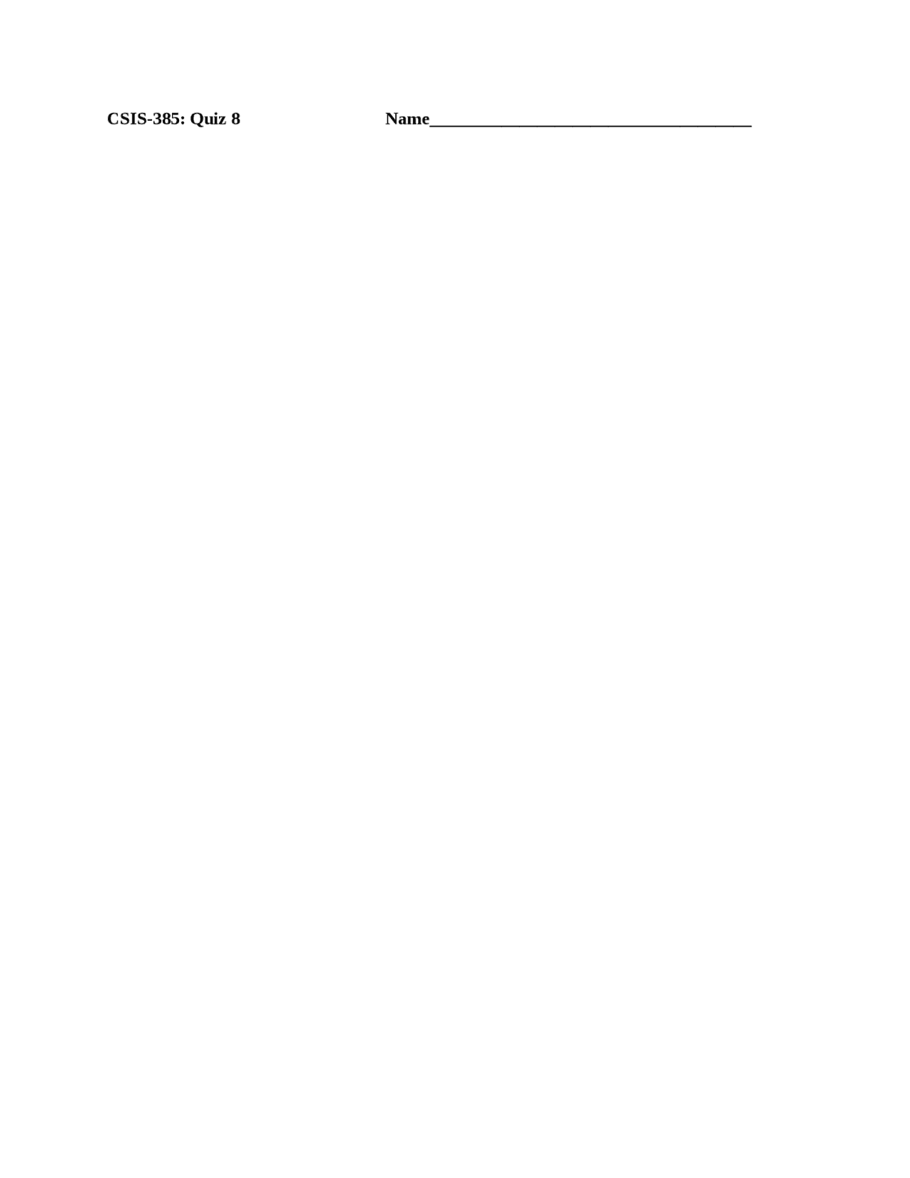 Quiz 8 Problems With Solution Analysis Of Algorithms Csis 385 Docsity 0591