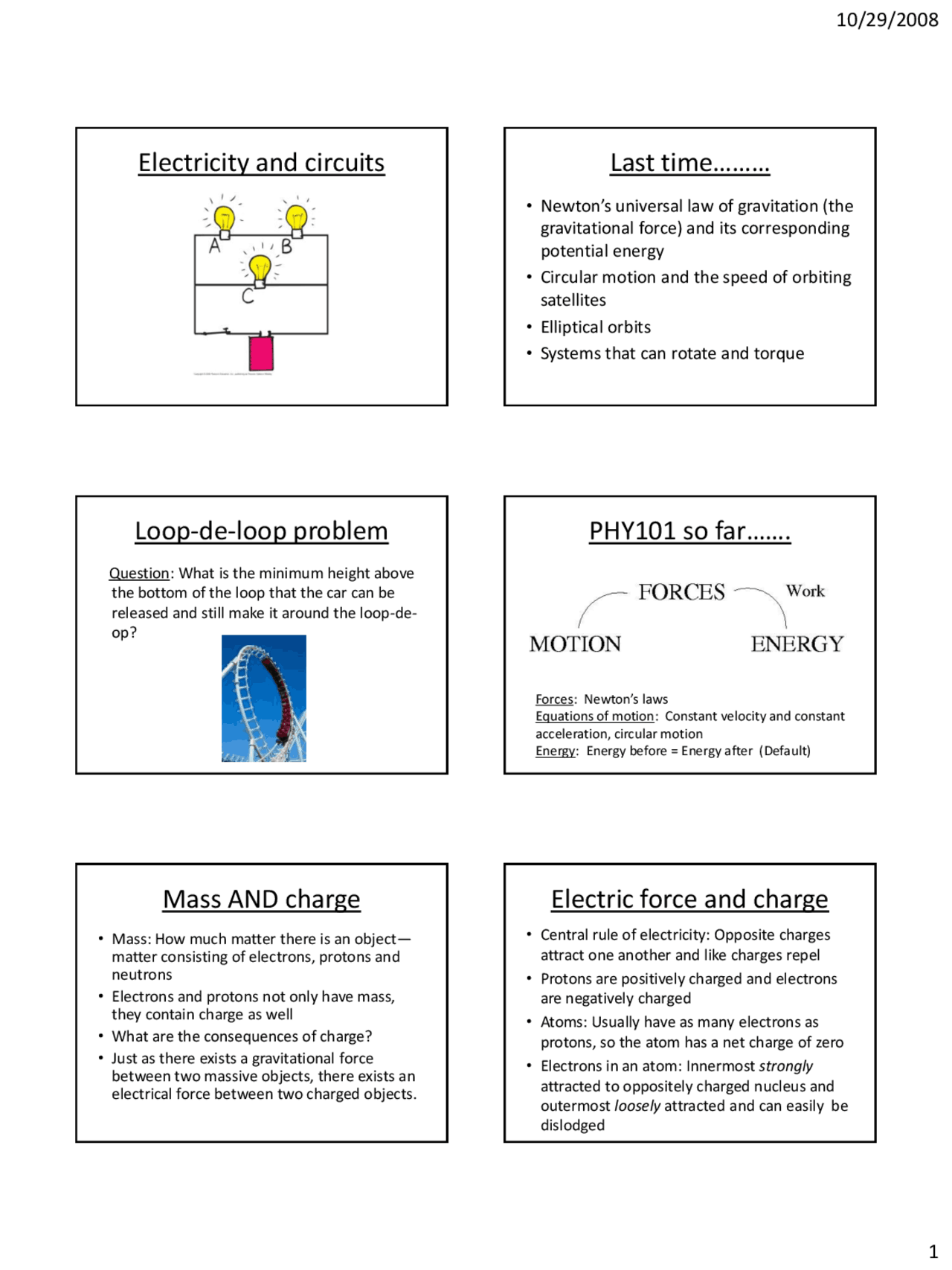 Electricity And Circuits Major Concepts Of Physics I Phy 101 Docsity