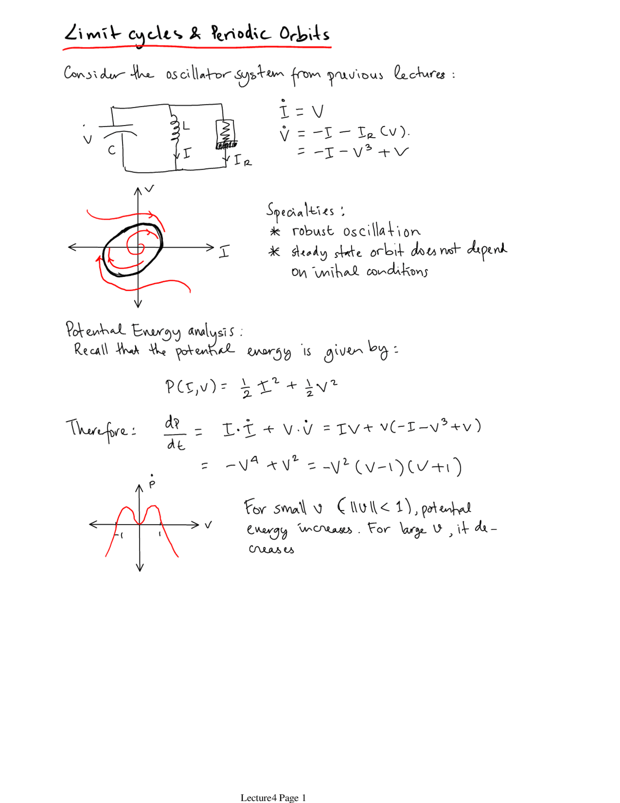 Limit Cycles Period Orbits Nonlinear Control Systems Handout Ecse