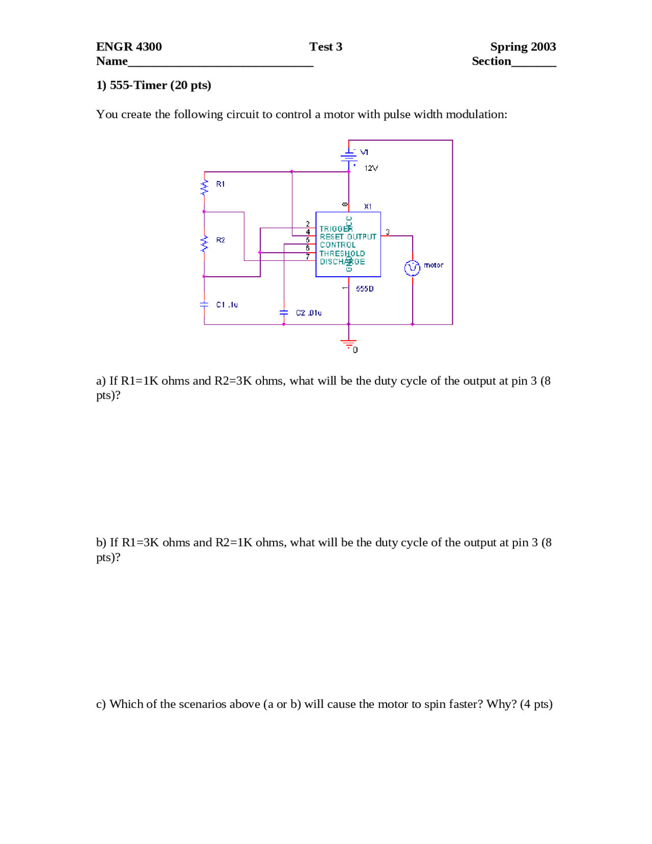 Solved Questions On Resistance Circuit Quiz 3 Engr 4300 Docsity